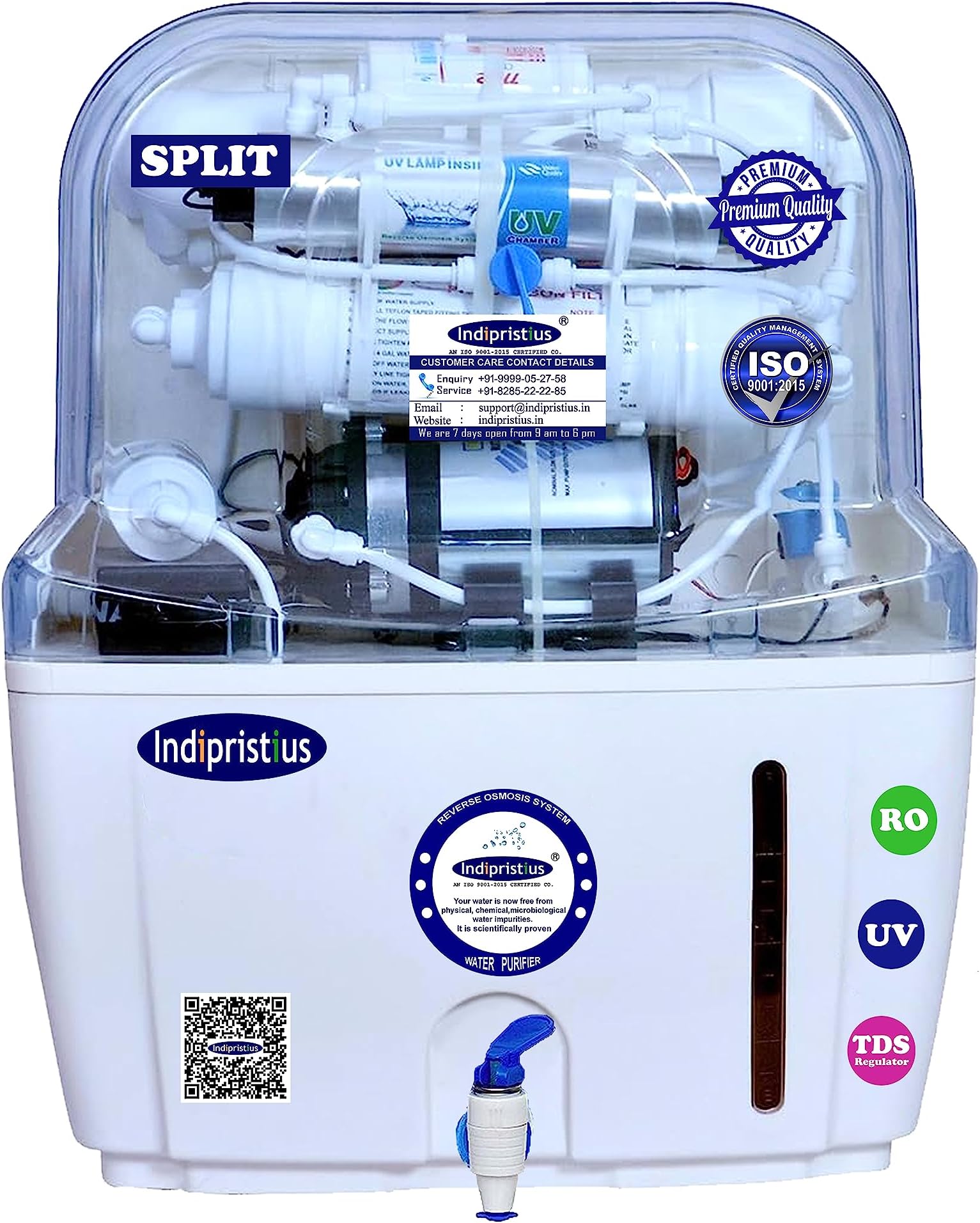 Indipristius 12 L tank,15 LPH,RO+UV+TDS Regulator water purifier with ...