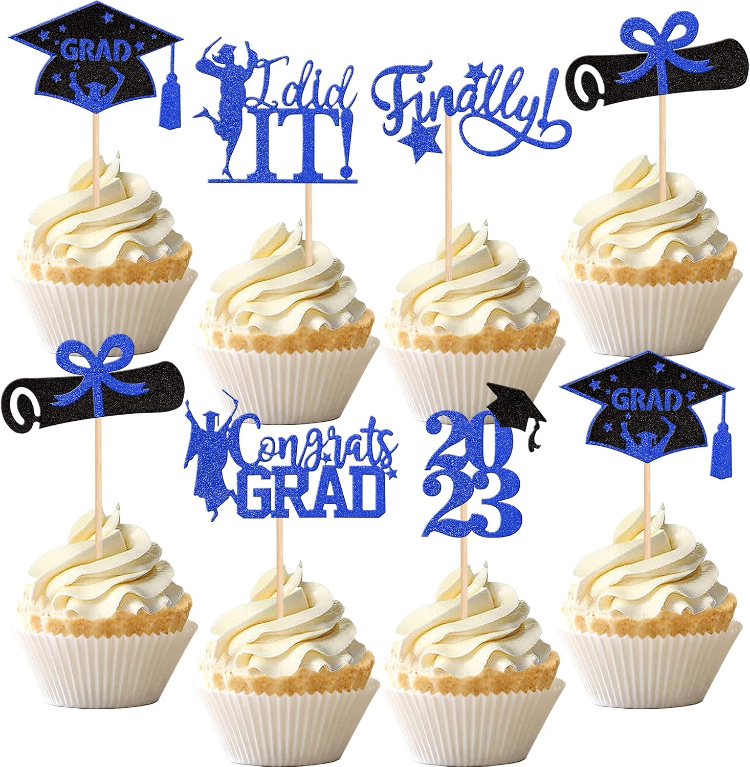 Amazon.com: 24 PCS 2023 Graduation Cupcake Toppers Glitter I Did it ...