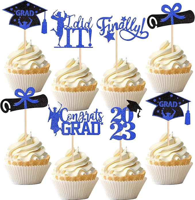 Amazon.com: 24 PCS 2023 Graduation Cupcake Toppers Glitter I Did it ...