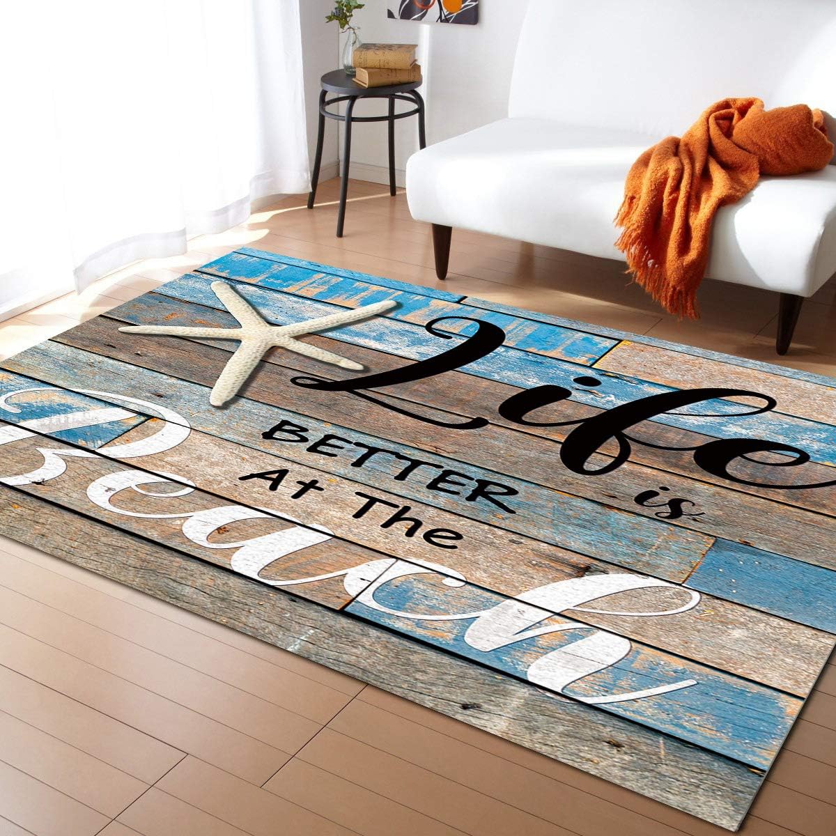 Amazon.com: Starfish Area Rug - Life is Better at the Beach, Living ...