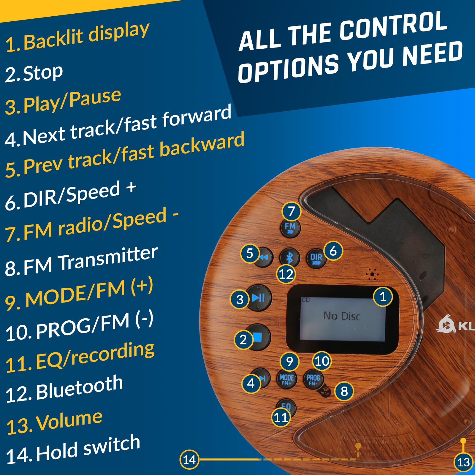 Snapklik.com : KLIM Discover Wood + Portable CD Player Walkman