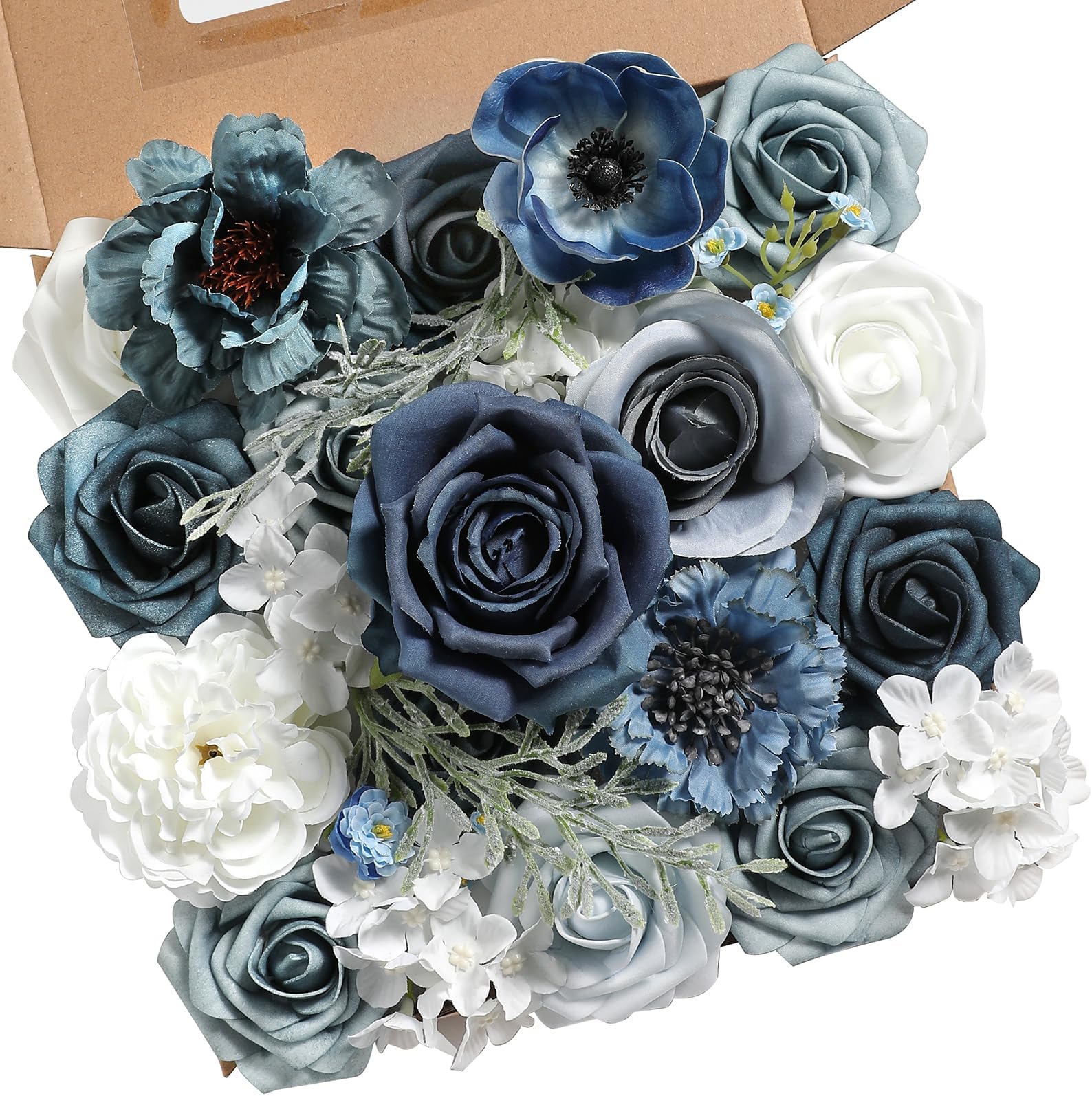 Amazon.com: TINGE TIME Artificial Flowers Dusty Blue Flower Combo for ...