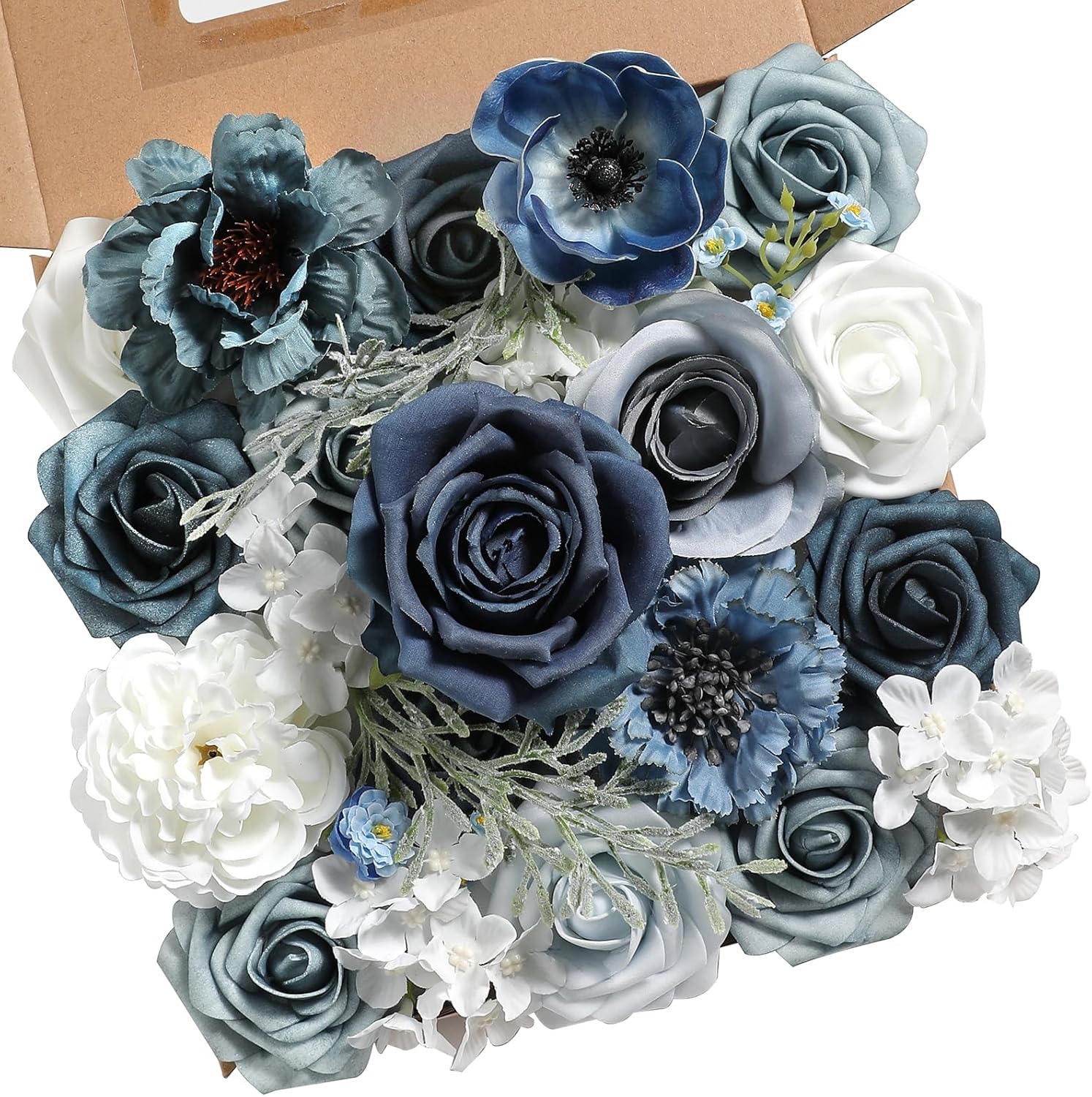 Amazon.com: Koroni Flowers Artificial Flowers Dusty Blue Rose Flowers ...