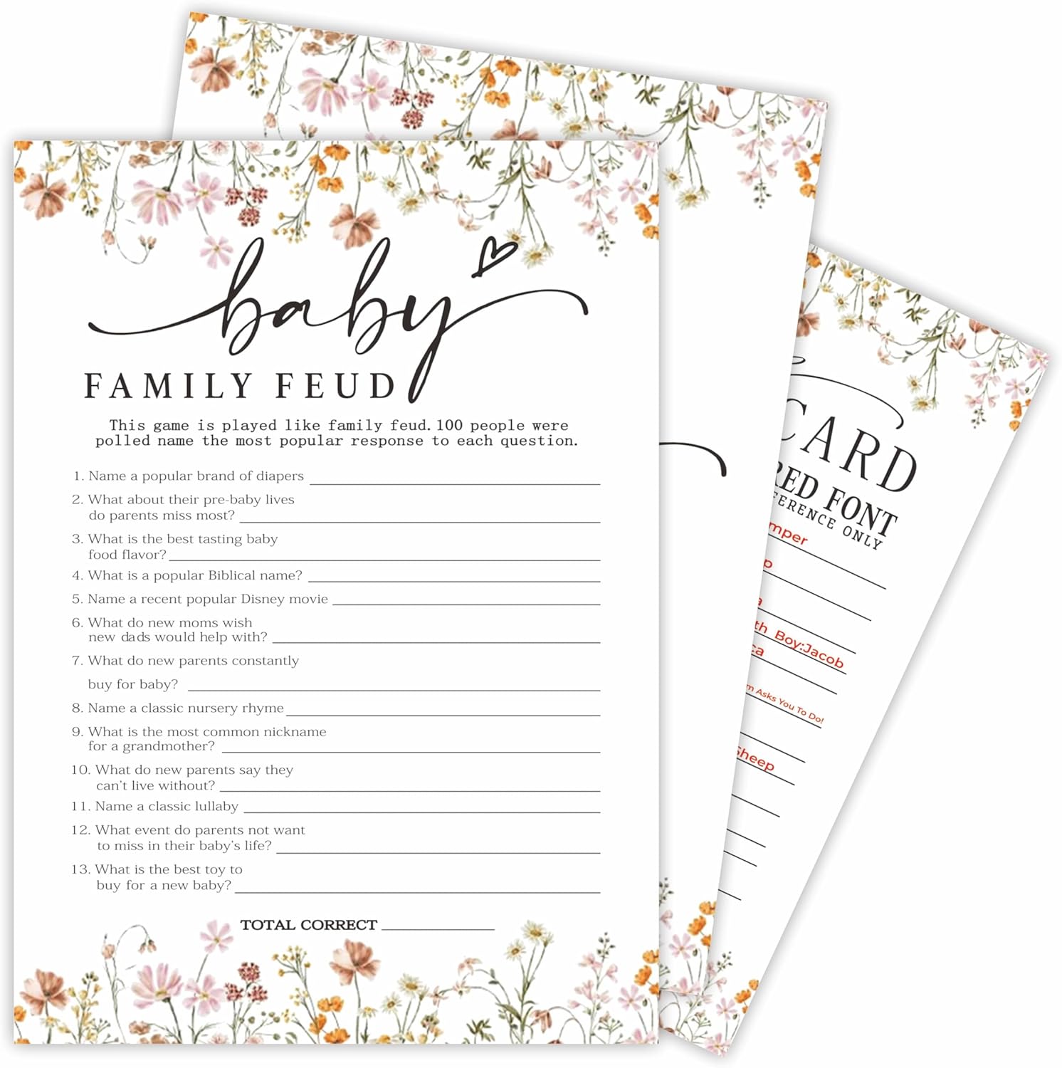 Amazon.com: Baby Shower Game Cards, 30 Double-Sided Game Cards & 1 ...
