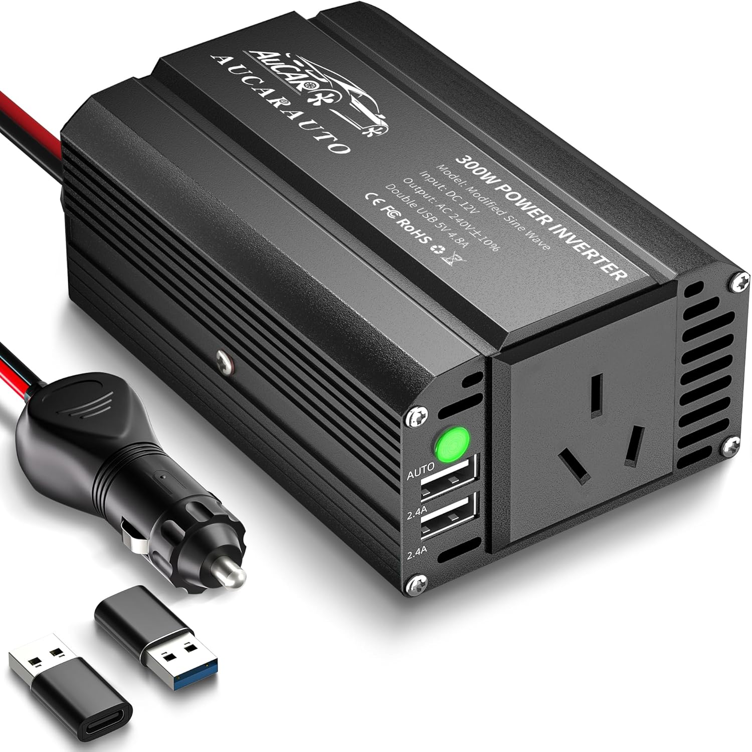 300W Power Inverter DC 12V to 230V 240V AC Car Inverter Converter with ...