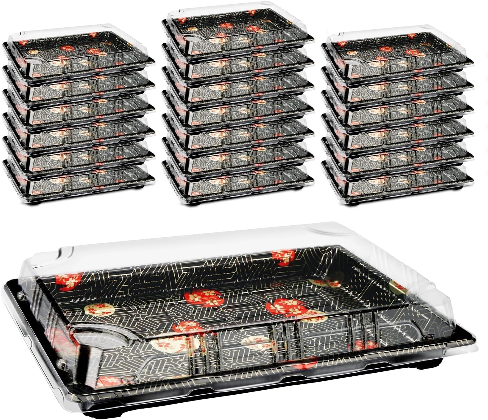 Food Sandwich Platter Trays with Lids - Reusable Multi Pack Plastic ...