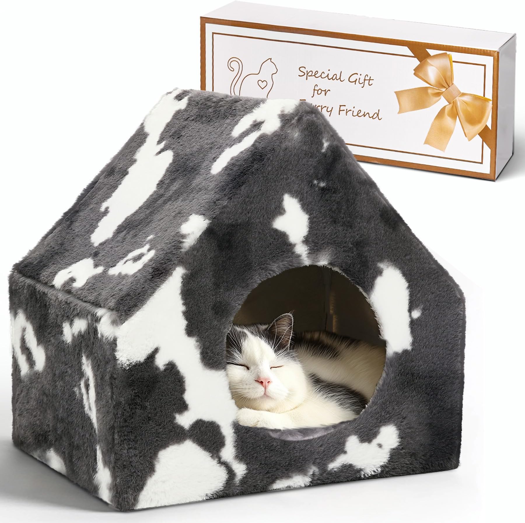Amazon.com : Charryarn Cat House for Indoor Cats, Fluffy Large Cube Cat ...