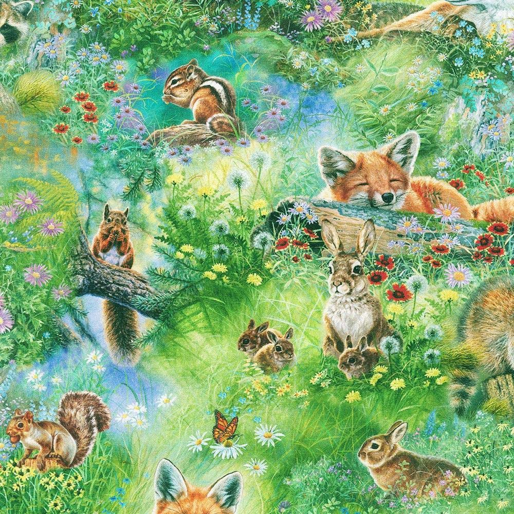 Amazon.com: Robert Kaufman Fabrics North American Wildlife Meadow Baby ...