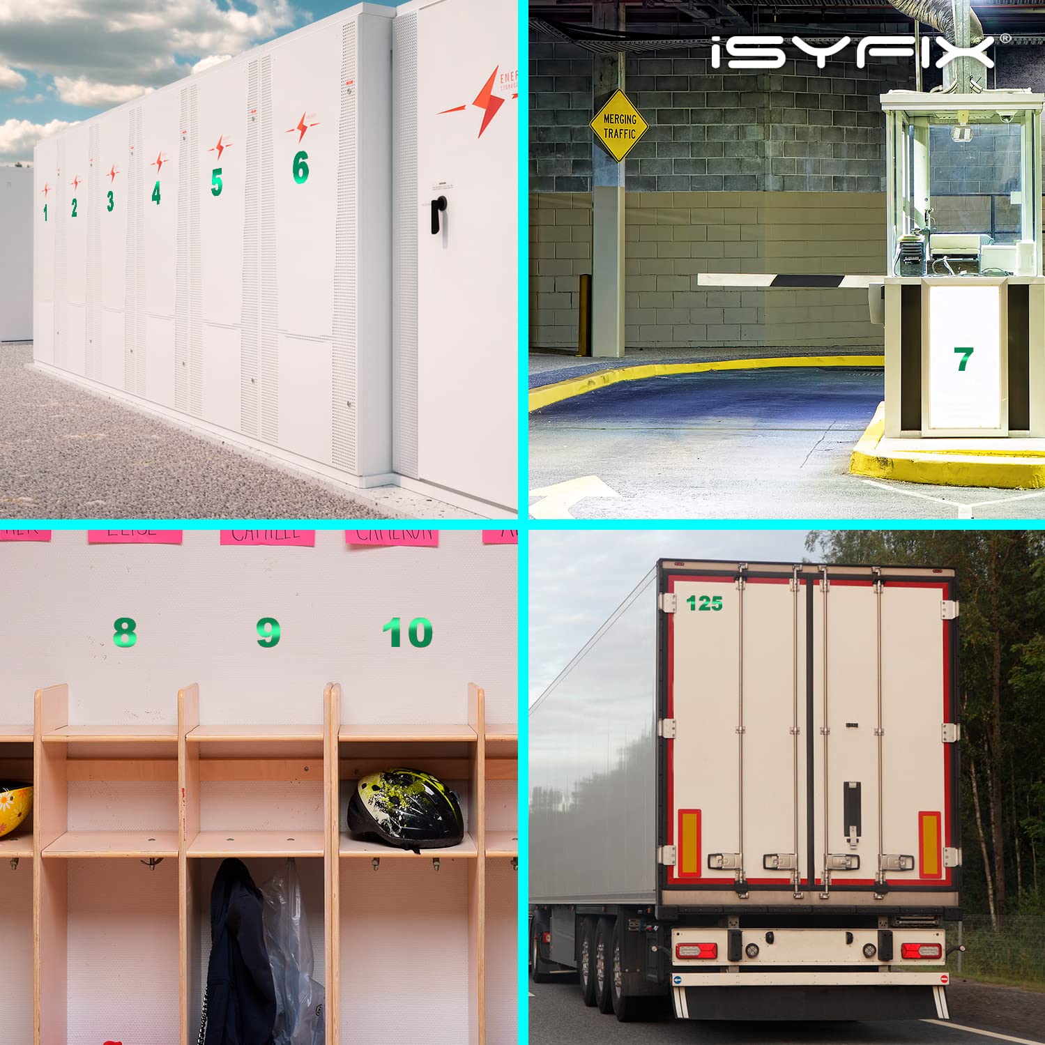 Snapklik.com : iSYFIX Reflective Green Vinyl Numbers Stickers 4 Inch ...