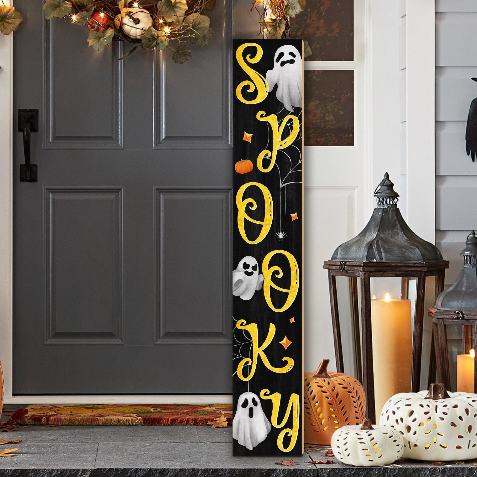 Amazon.com : Halloween Boo Porch Sign Decor for Welcome Front Door ...