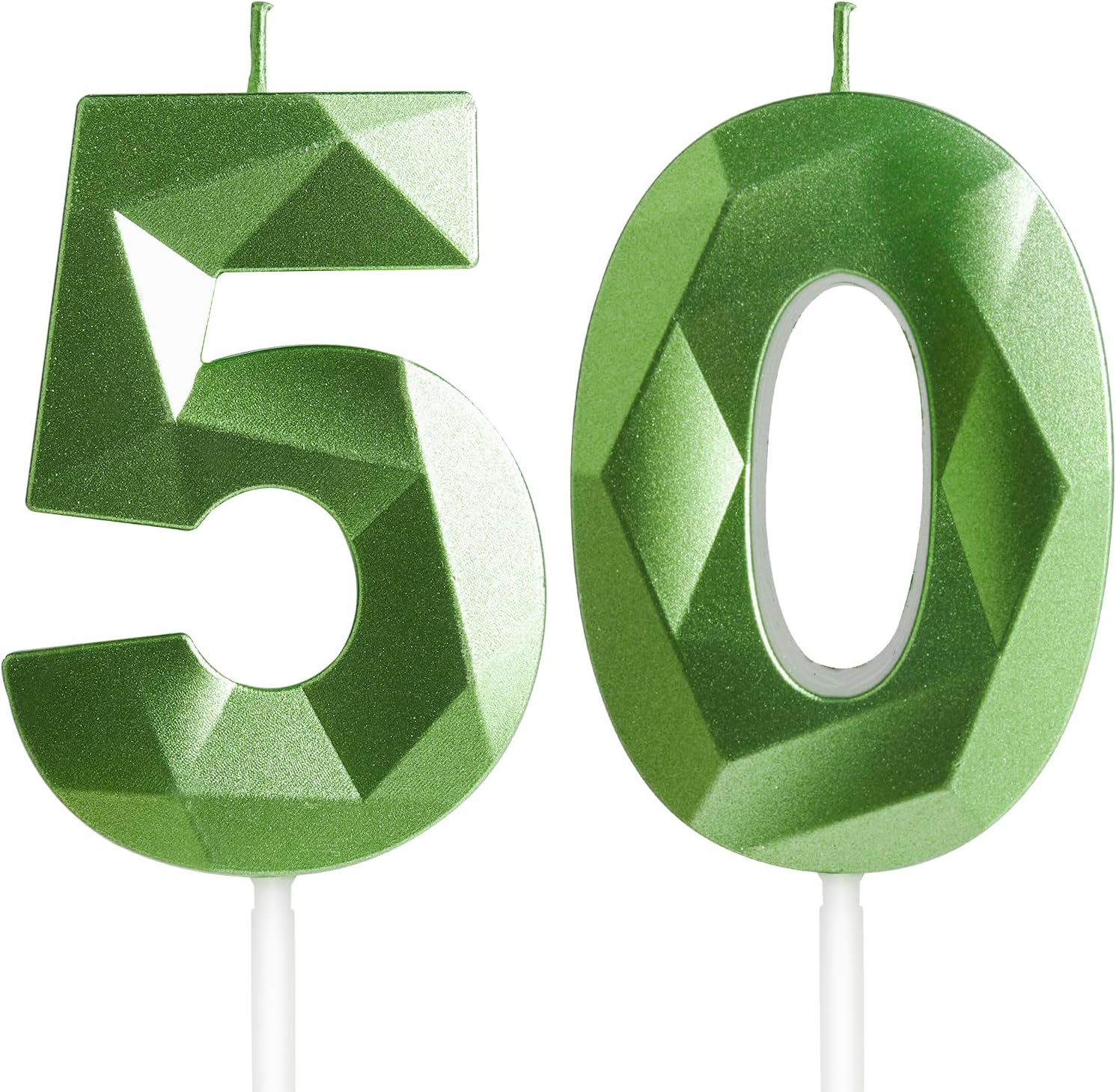Yiran 50th Birthday Candles, Green Number 50 Candle for Cake, Happy ...