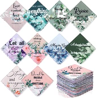 Amazon.com: Hahafelt 10 Pcs Handkerchiefs for Women Bible Verse ...