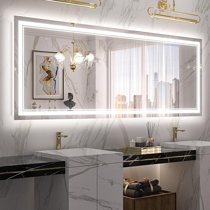 Amazon.com: Keonjinn LED Bathroom Mirror 84" x 32" with Frontlit and ...