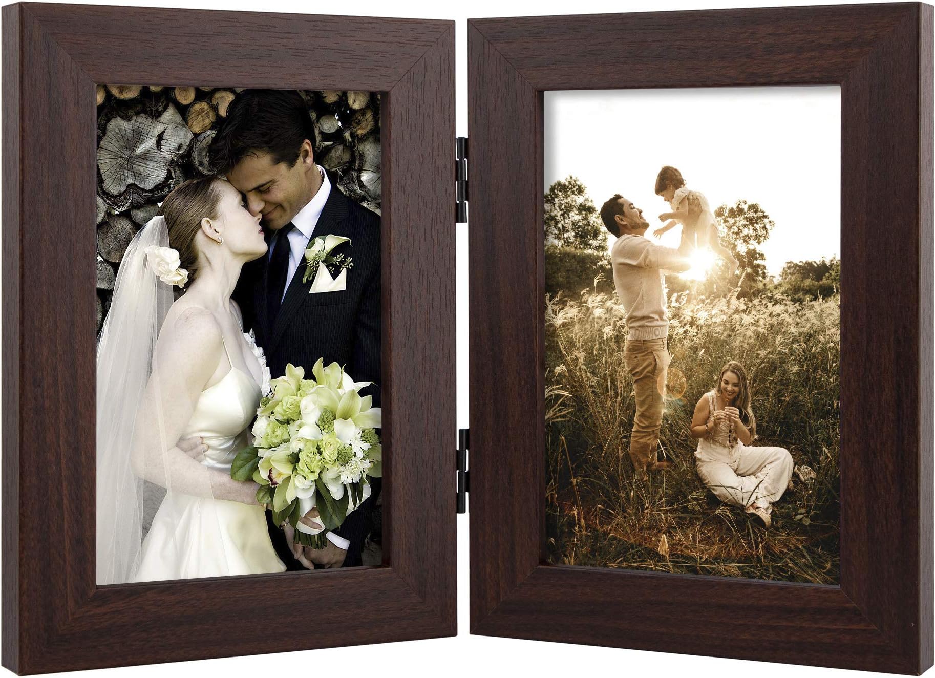 Amazon.com - SAREAL Double Photo Frames, 4x6 Hinged Folding Wood ...