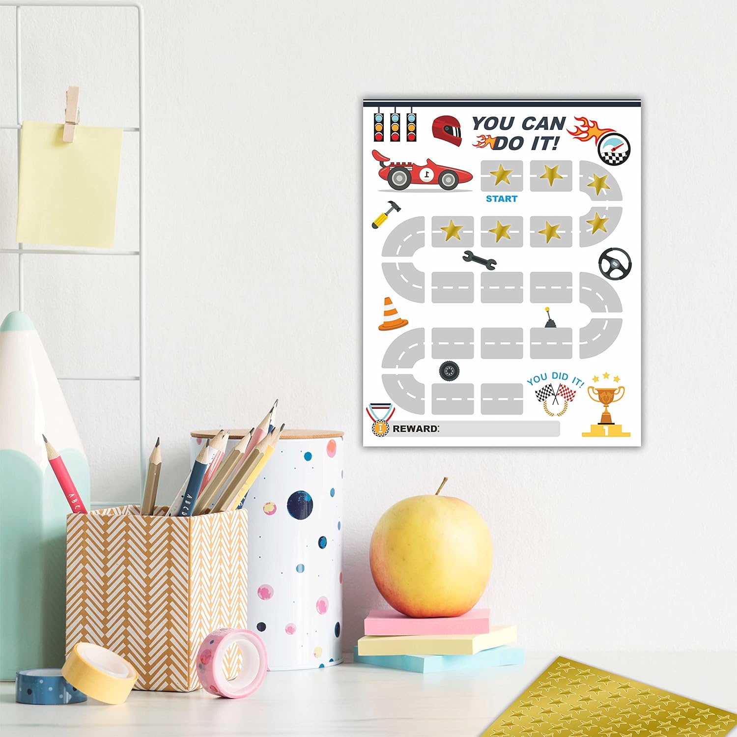 Race Theme Reward Chart with Golden Star Stickers, Sri Lanka | Ubuy