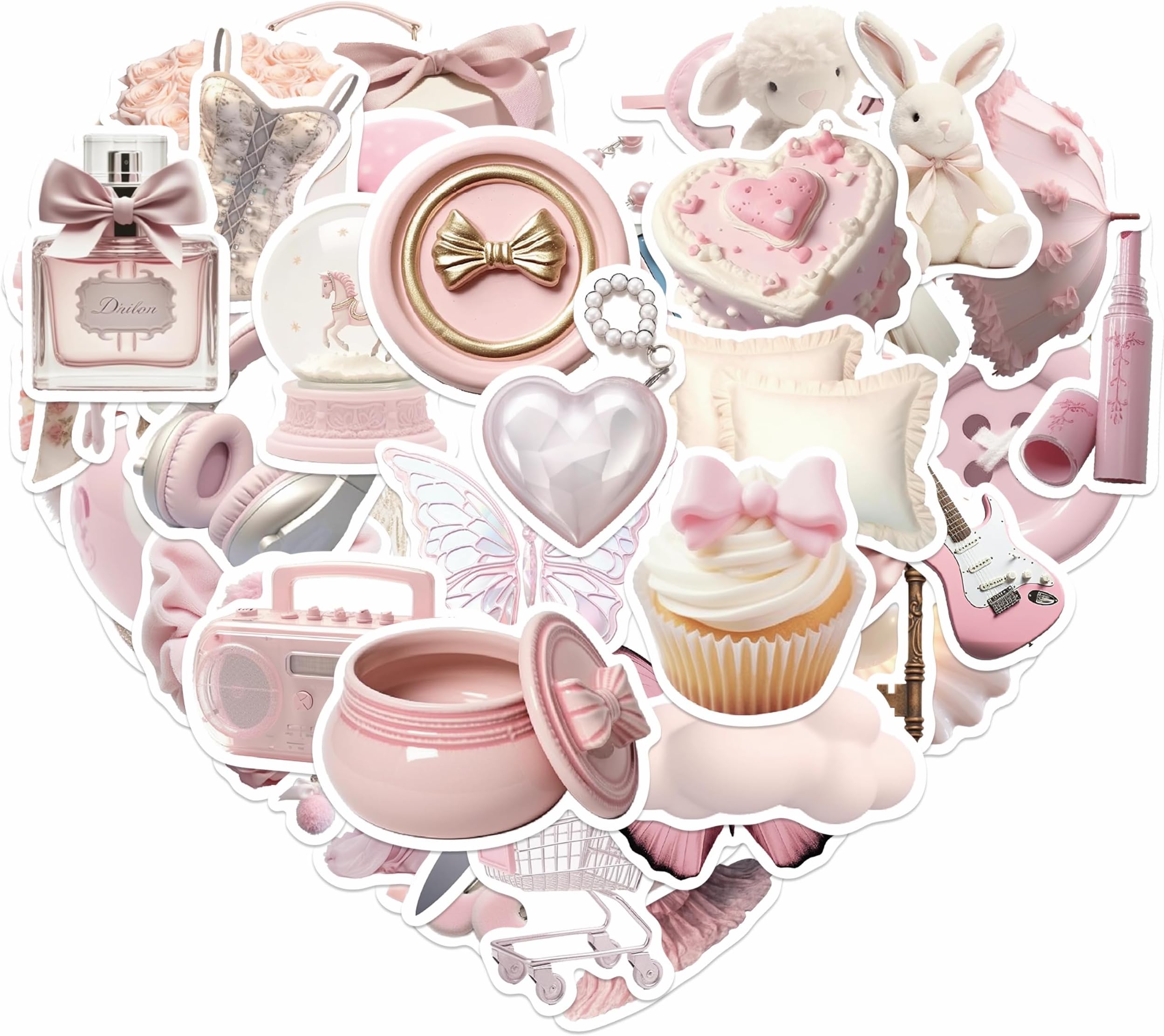 Amazon.com: 50PCS Coquette Aesthetic Stickers, Pink Vintage Sticker ...