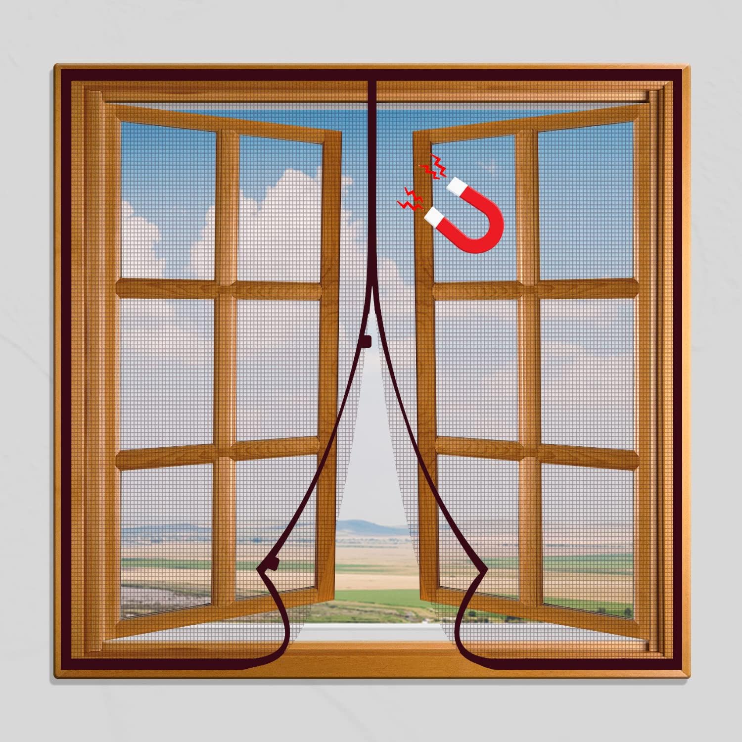 LifeKrafts Polyester Magnetic Window Mosquito Net with Self Adhesive ...