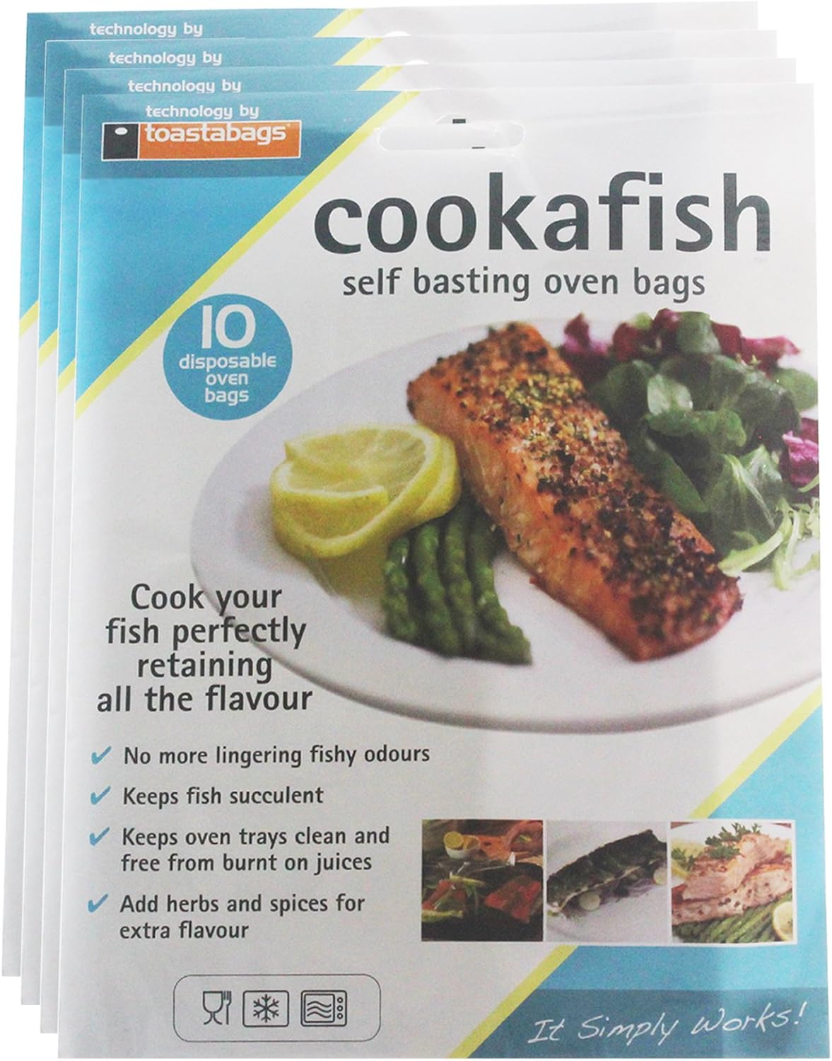 Cookafish Self Basting Fish Cooking Oven Disposable Bags (Pack of 40 ...