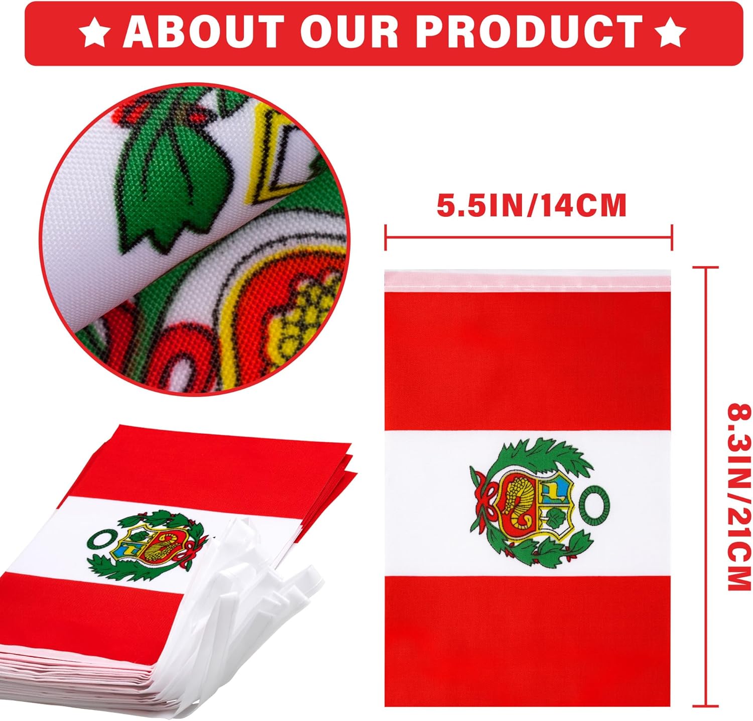 Banderín de bandera de Perú, mini banderas peruanas pequeñas ...