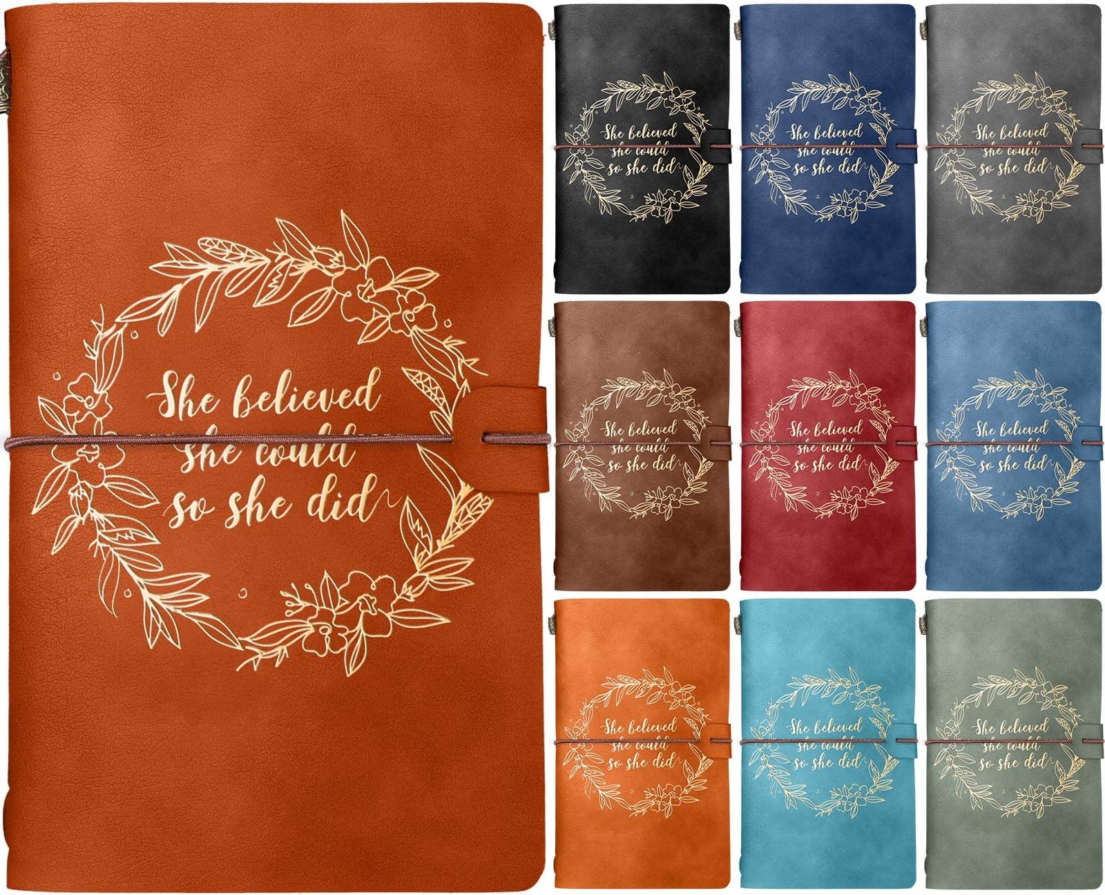 Amazon.com : 10 Pcs She Believed She Could So She Did Leather Notebook ...