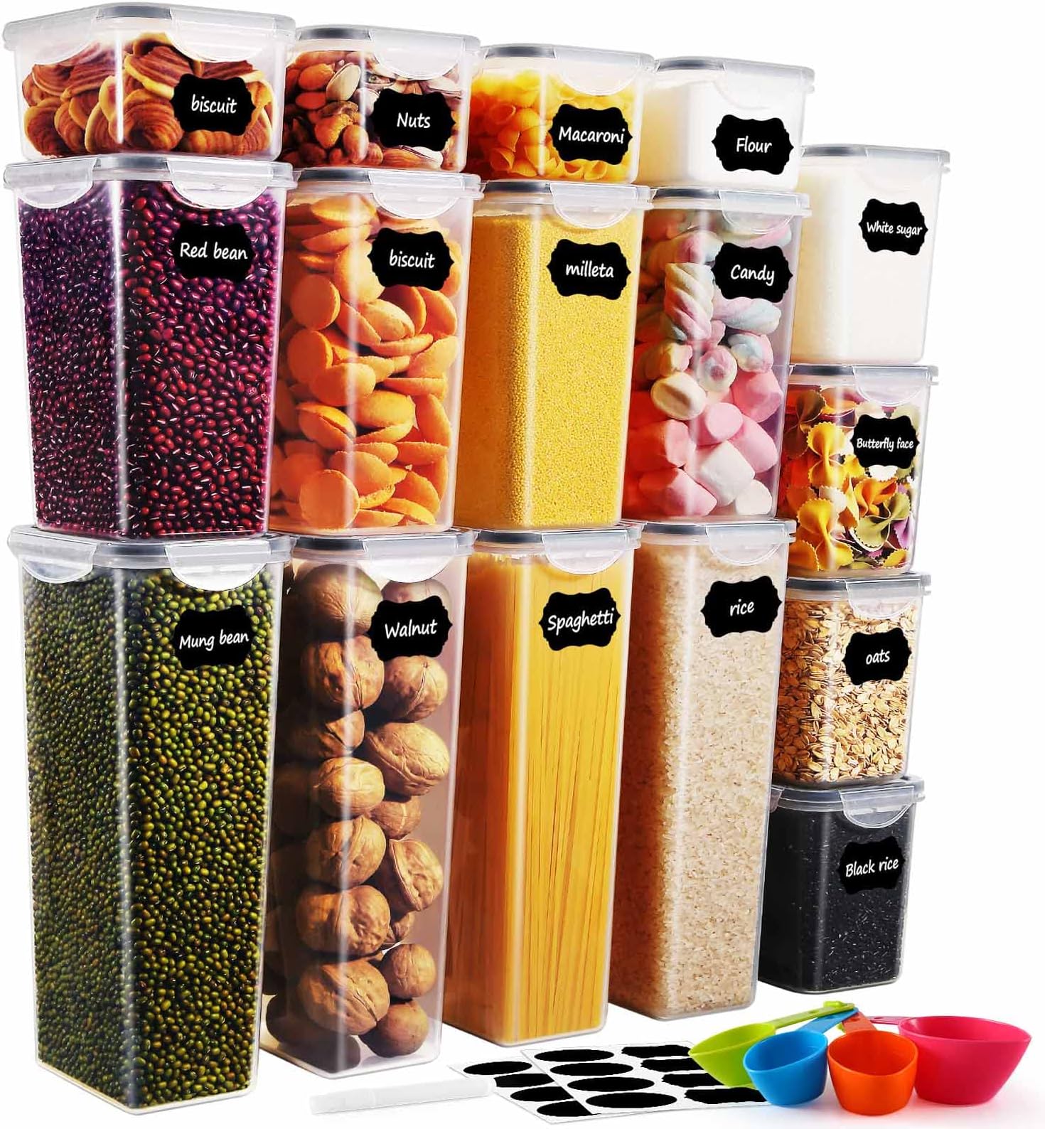 Simply Gourmet Airtight Food Storage Containers - Set of 6 Flour, Sugar ...