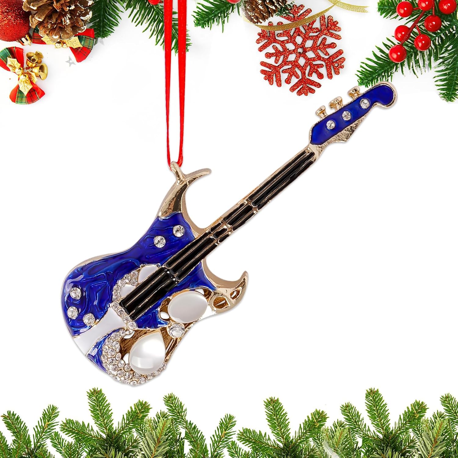 Amazon.com: BIZIBAFF Guitar Christmas Ornament 2024 - Blue Guitar ...