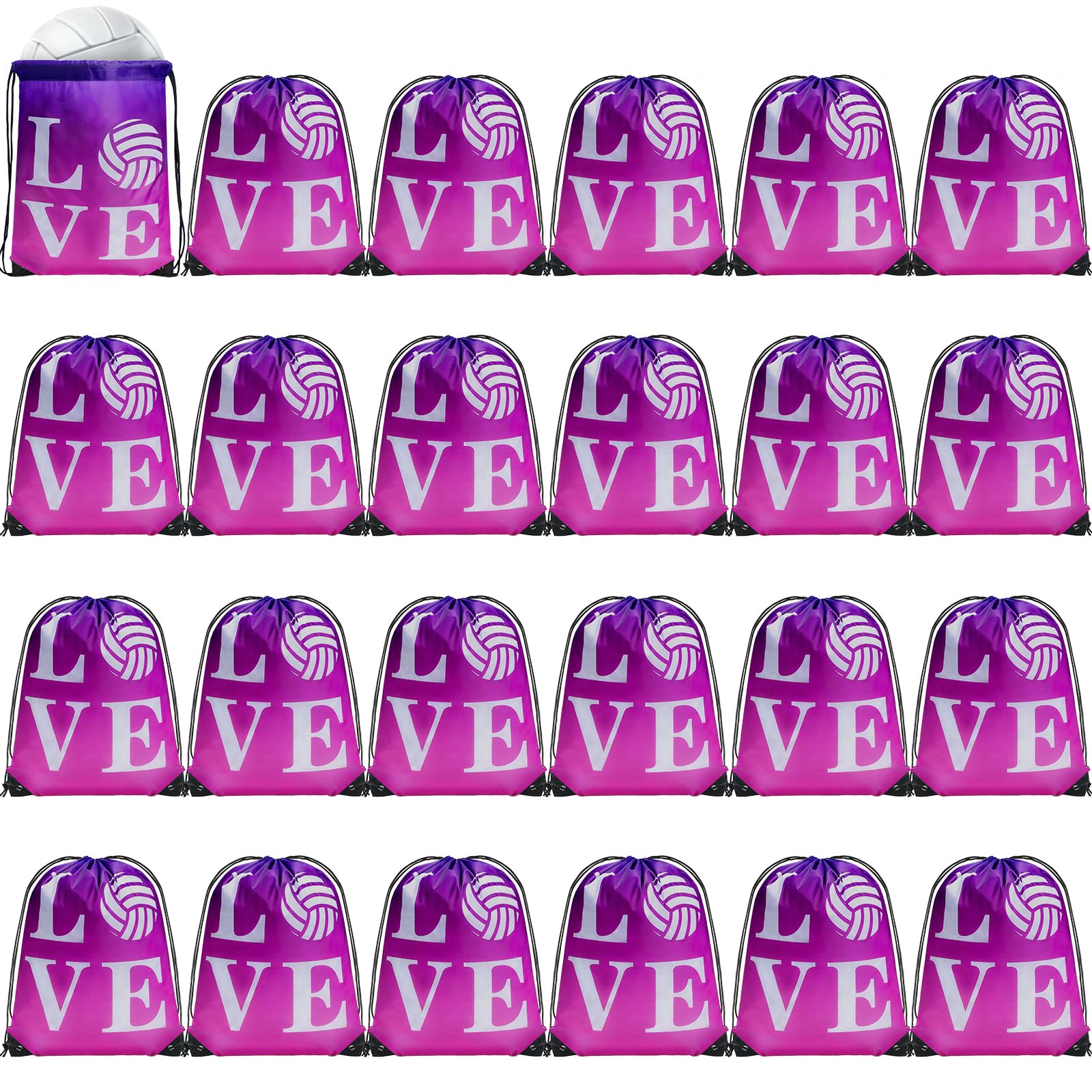 Amazon.com | Reginary 24 Pcs Volleyball Drawstring Backpack Volleyball ...