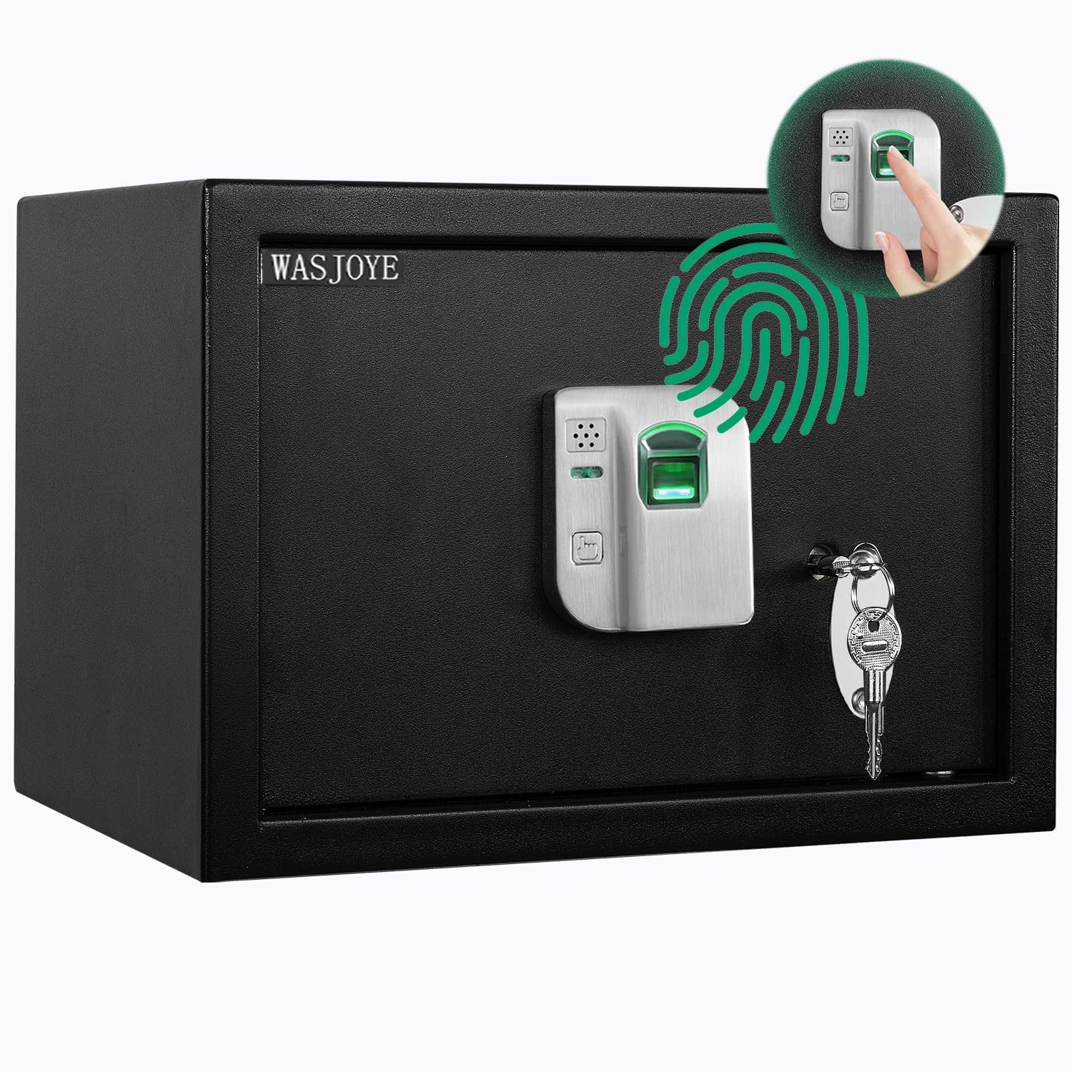 Wasjoye Fingerprint Security Safe Lock Box Fireproof Electronic Finger ...