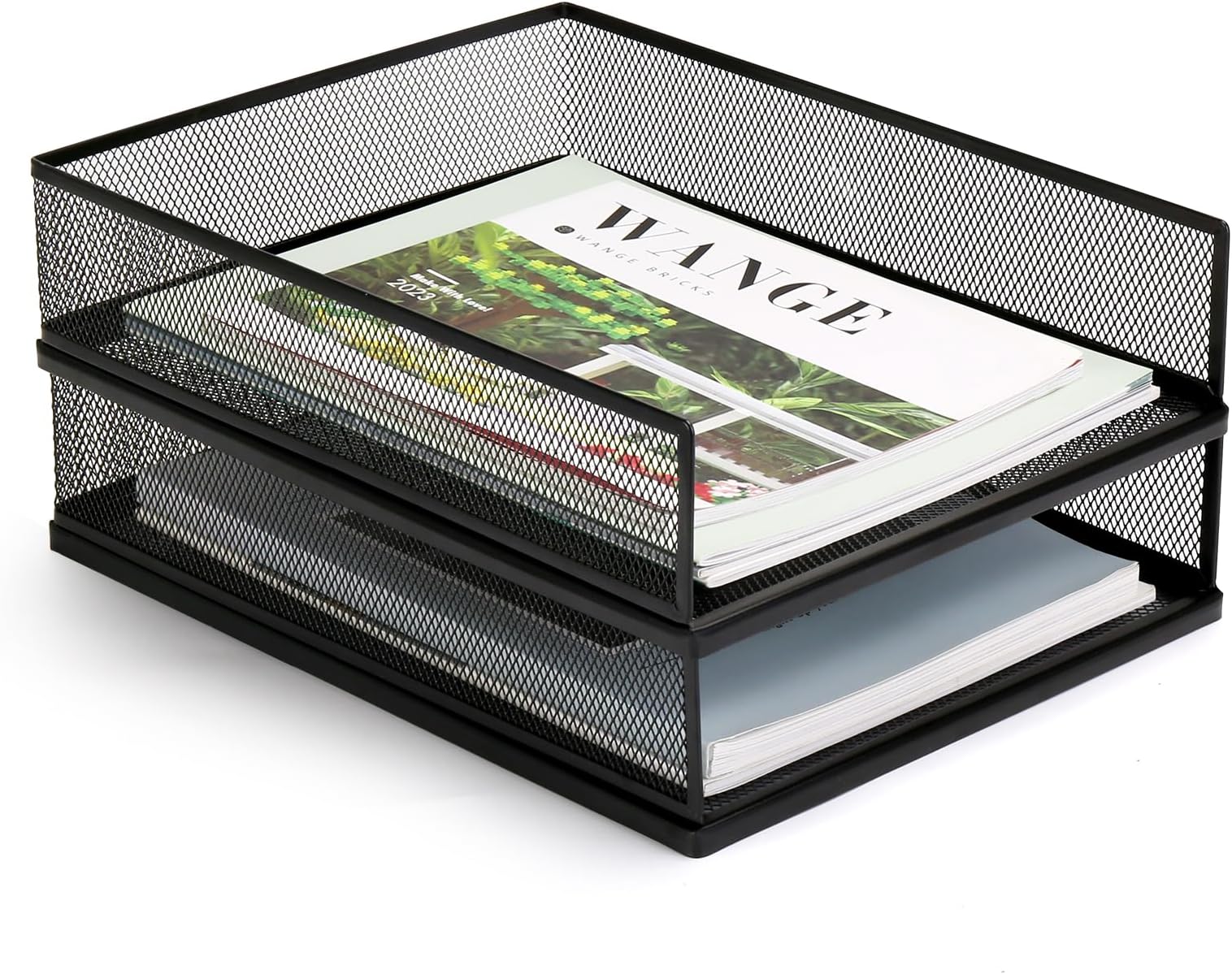 Amazon.com: 1InTheOffice Stackable Letter Tray, Matte Black Wire Mesh ...