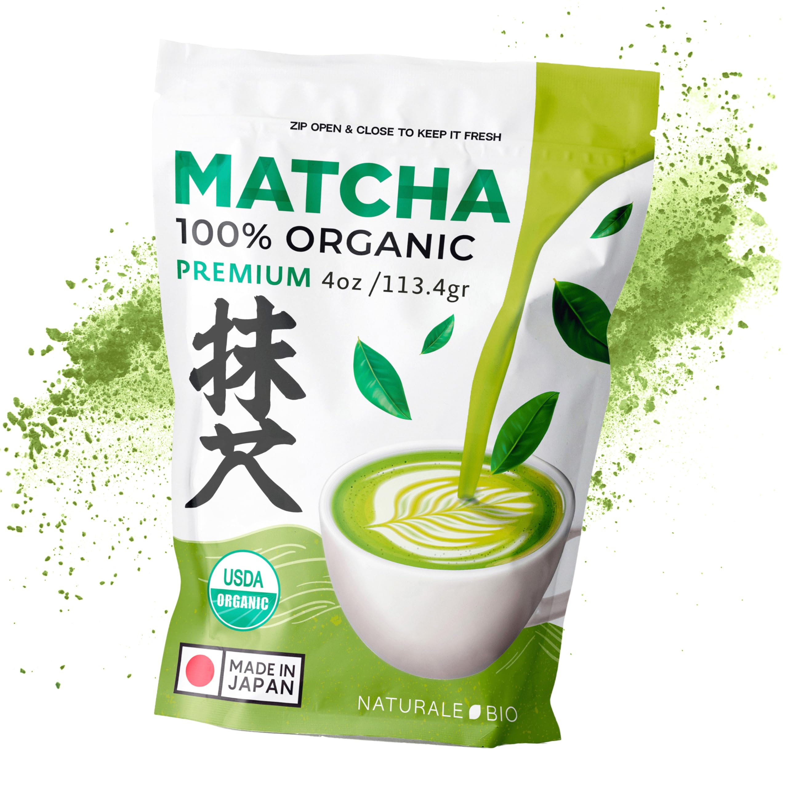 Amazon.com: NaturaleBio Premium Matcha Powder, 4oz - Harvested in Japan ...