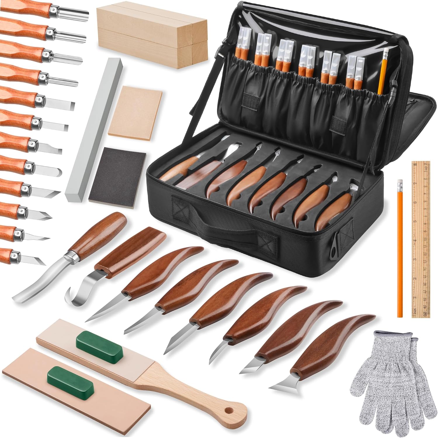 Amazon.com: Olerqzer Wood Carving Kit,35-in-1 Wood Whittling Kit for ...