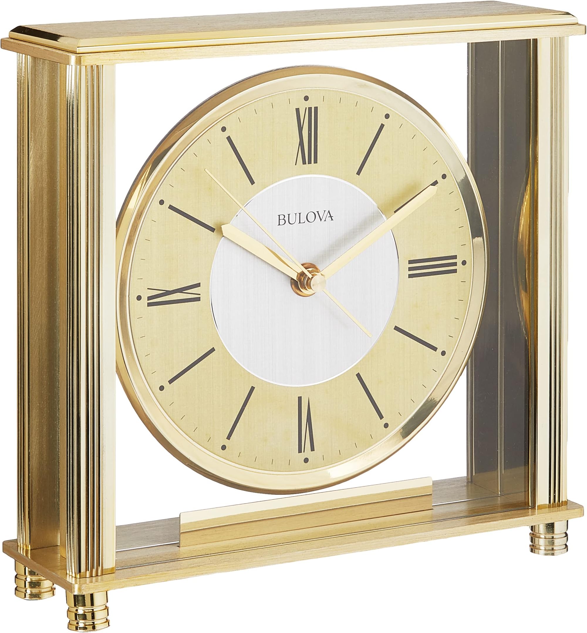 Amazon.com: Bulova B1700 Grand Prix Table Clock | Brass MetalFinish ...