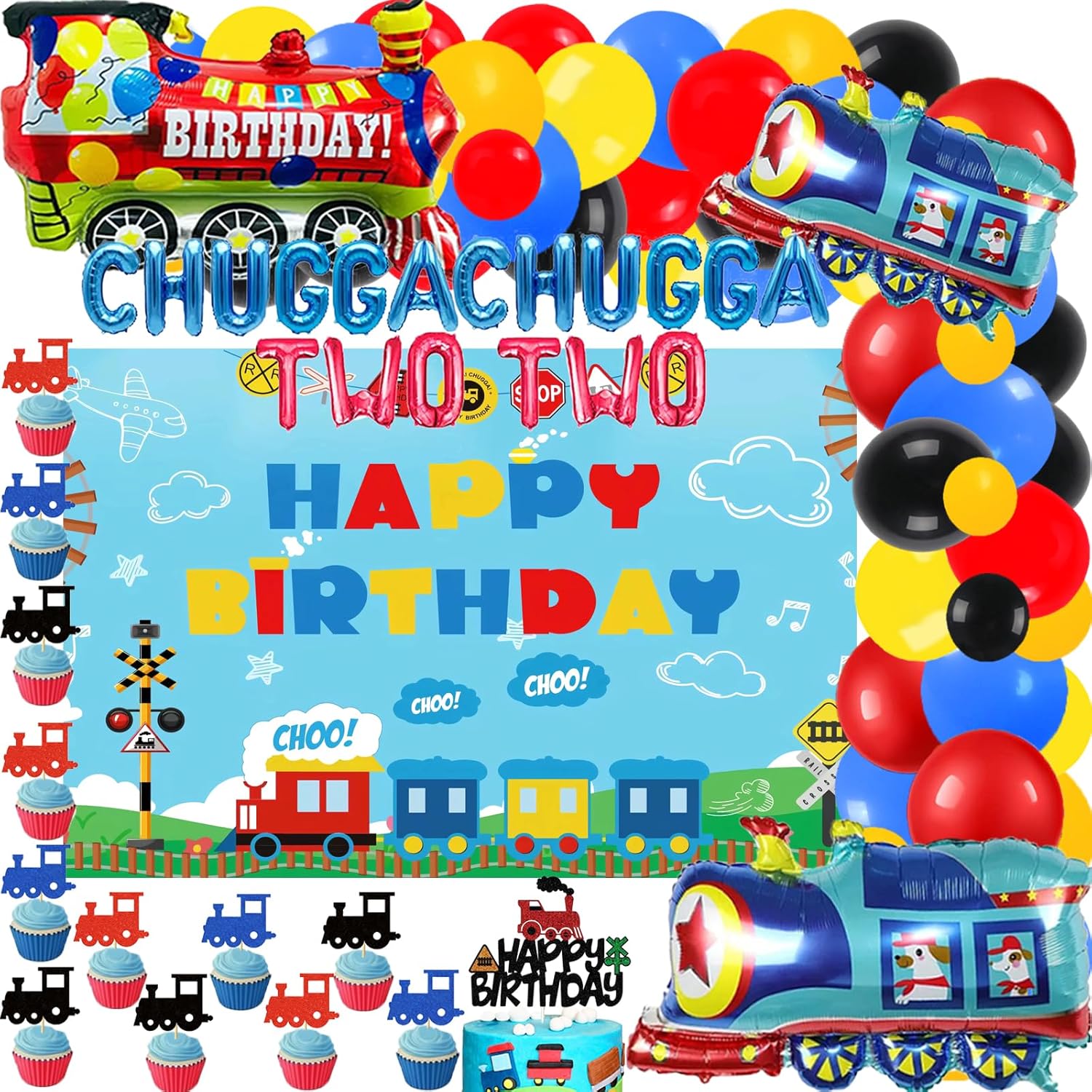 Amazon.com: Qiameng Chugga Chugga Two Two Party Supplies, Train ...