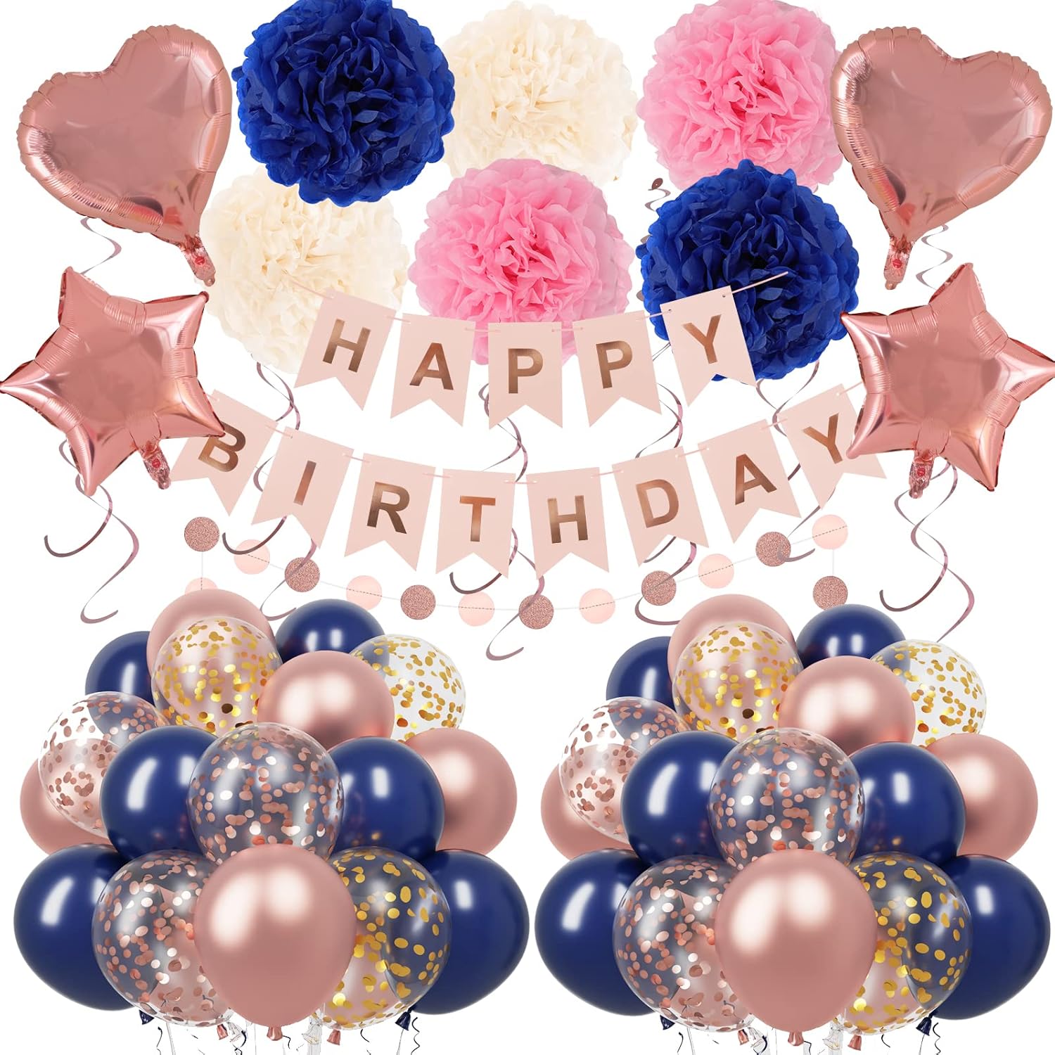 Amazon.com: RUBFAC Birthday Decorations, 60pcs, Women Girls Party ...