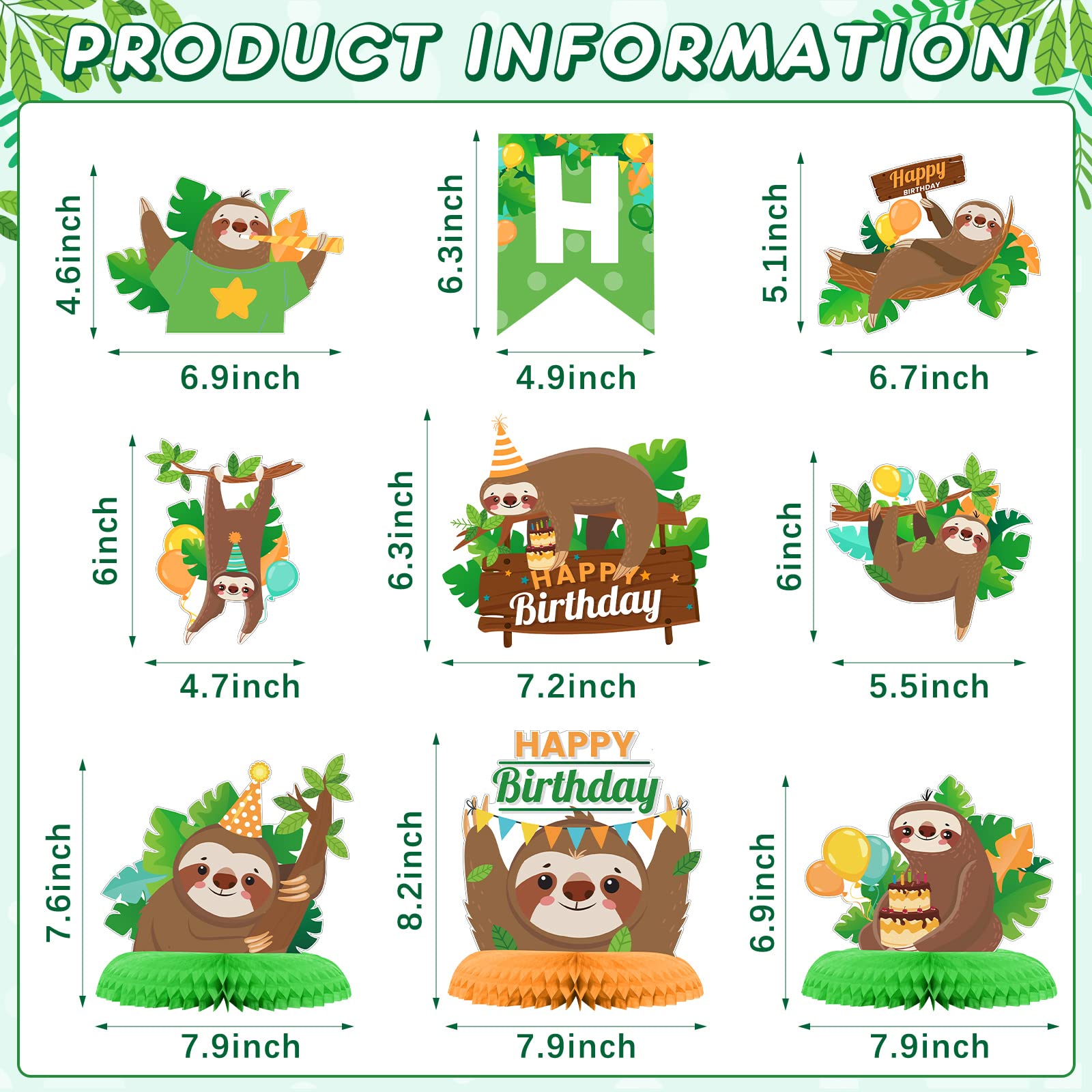 Snapklik.com : Sloth Birthday Party Decorations Set Sloth Theme Happy ...