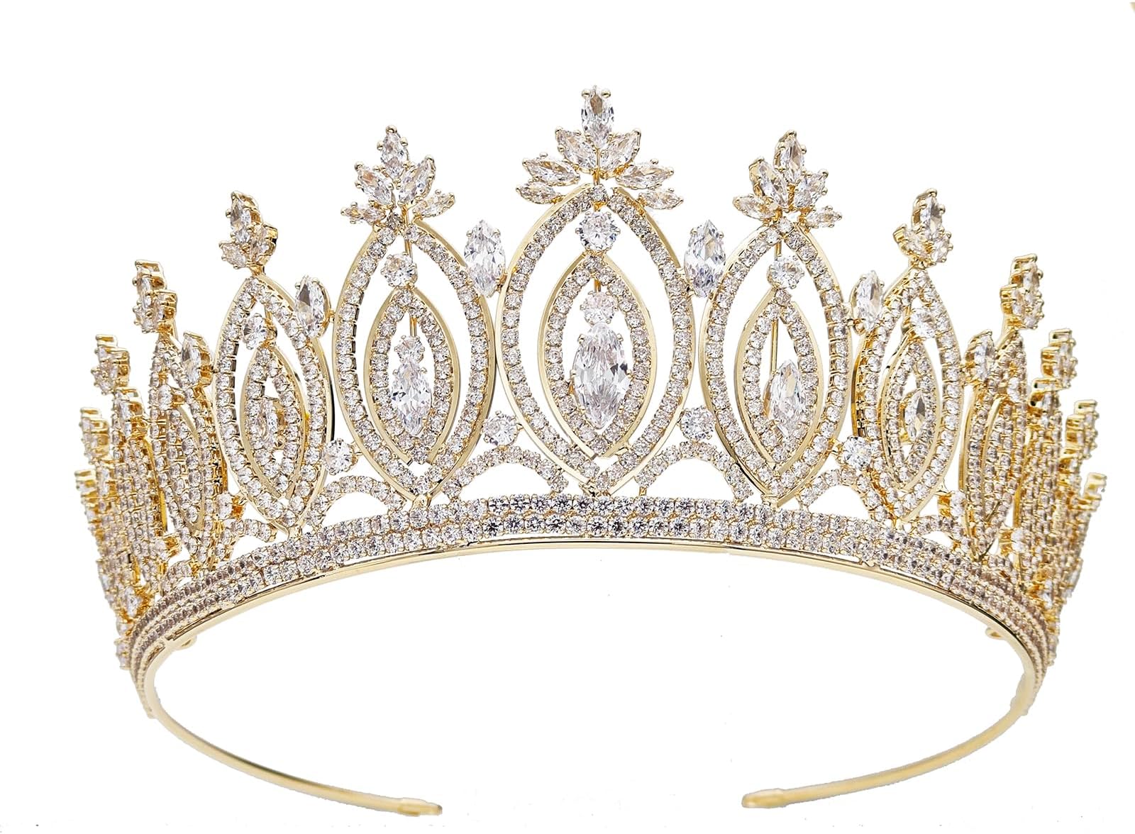 Amazon.com : Jorsnovs Luxury Cubic Zirconia Tall Wedding Crowns for ...