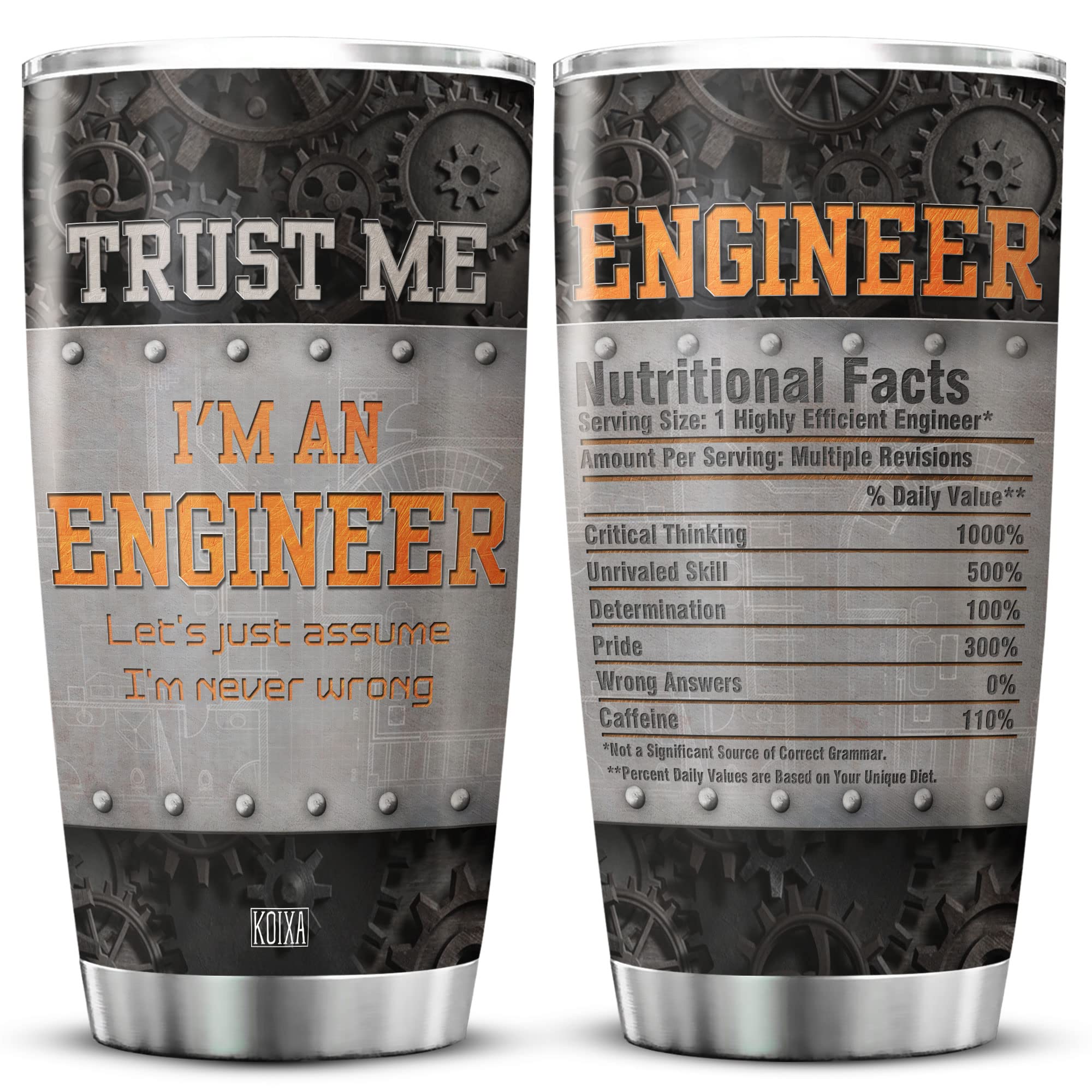 Amazon.com | KOIXA Engineer Nutritional Facts Tumbler 20 Oz Funny ...