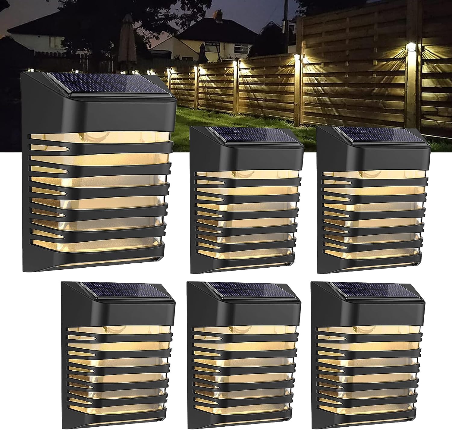 Outdoor Solar Lights, 6 Pack Solar Deck Lights, Solar Fence Lights 2 ...