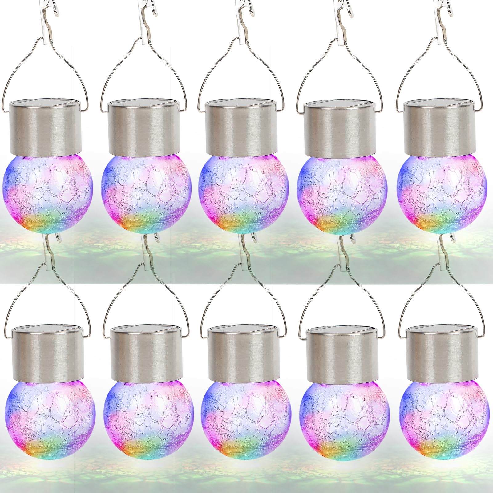 Hanging Solar Lights Outdoor Cracked Glass Ball Light Solar Outdoor ...