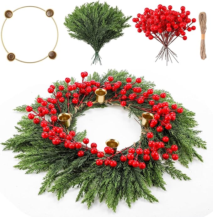 Amazon.com: Christmas Advent Wreath Berry DIY Advent Wreath Candle ...