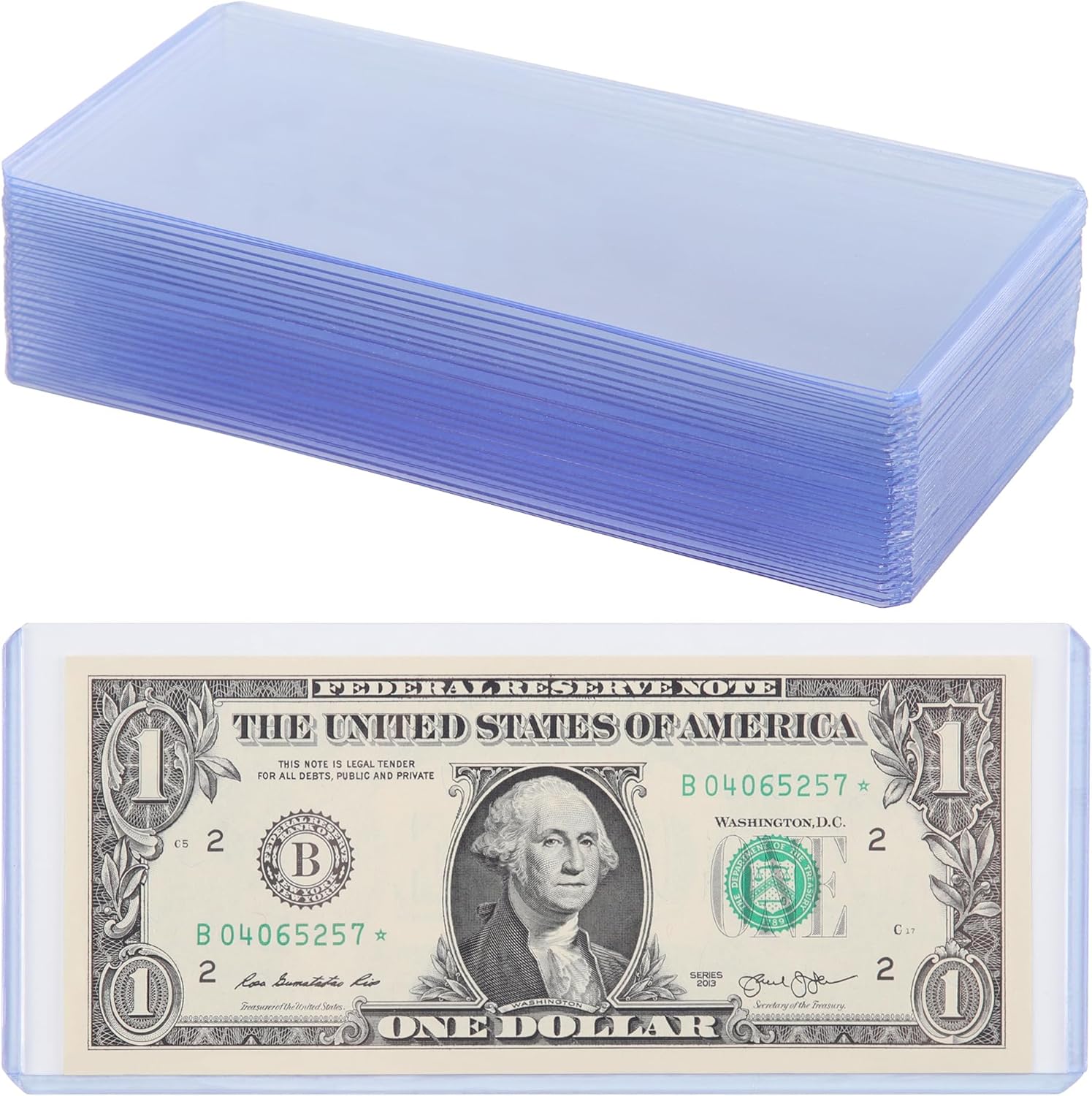 Amazon.com: 25PCS Blue Clear Banknote Holders - Top-Load Hard Bill ...
