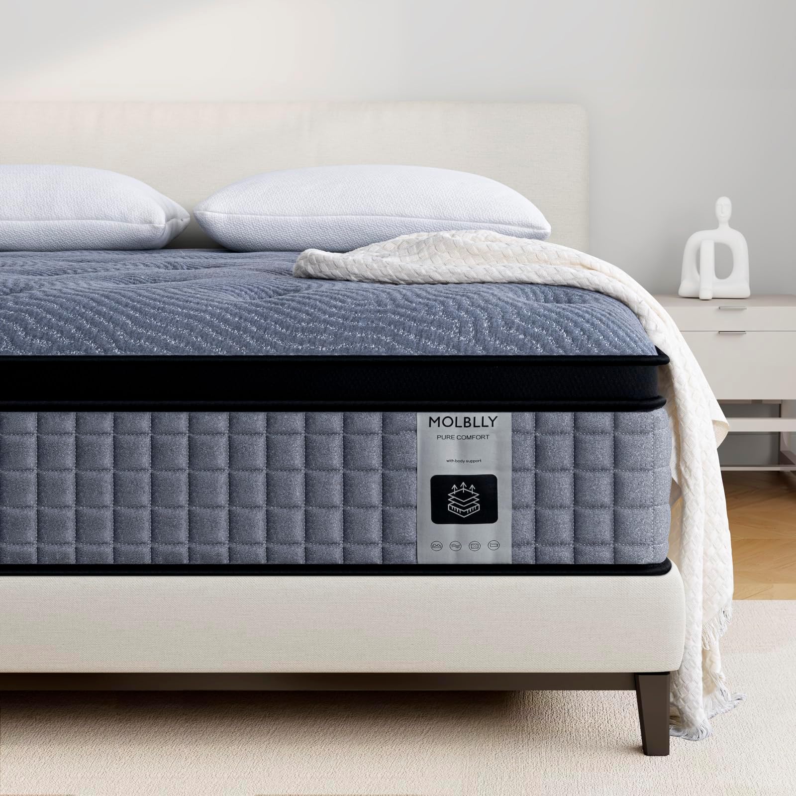 Molblly Mattress 90 x 200 cm 7-Zone Spring Mattress Height 20 cm ...