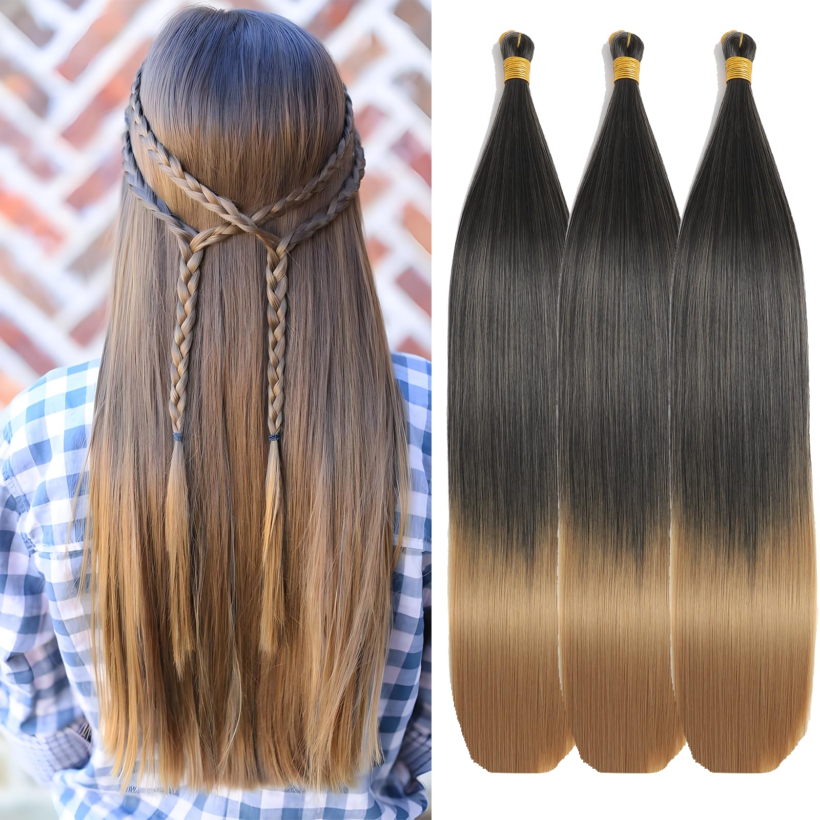 Amazon.com : Locescsoc 24 Inch Bone Straight Braiding Hair 3 Packs ...
