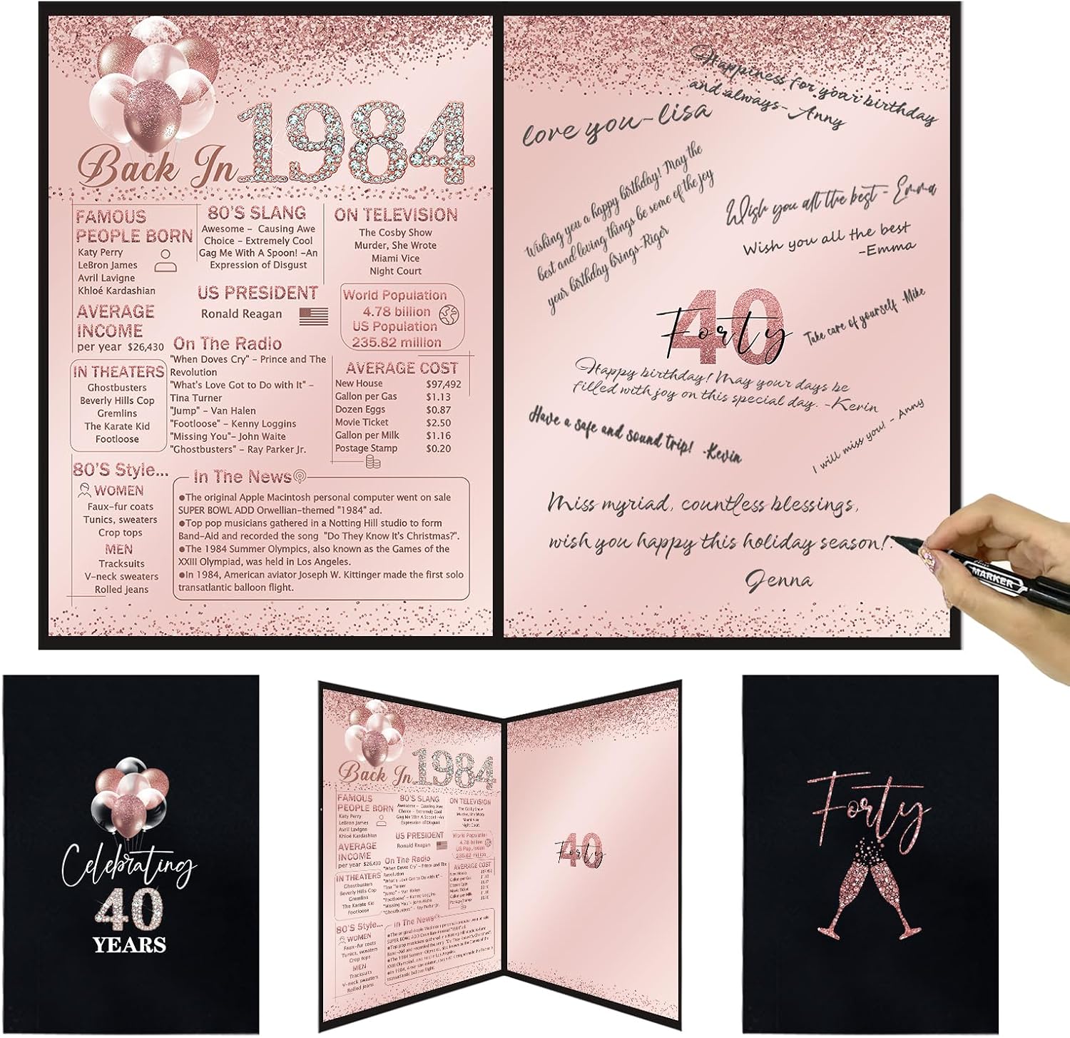 Amazon.com: Vlipoeasn 40th Birthday Party Guest Book for Women ...