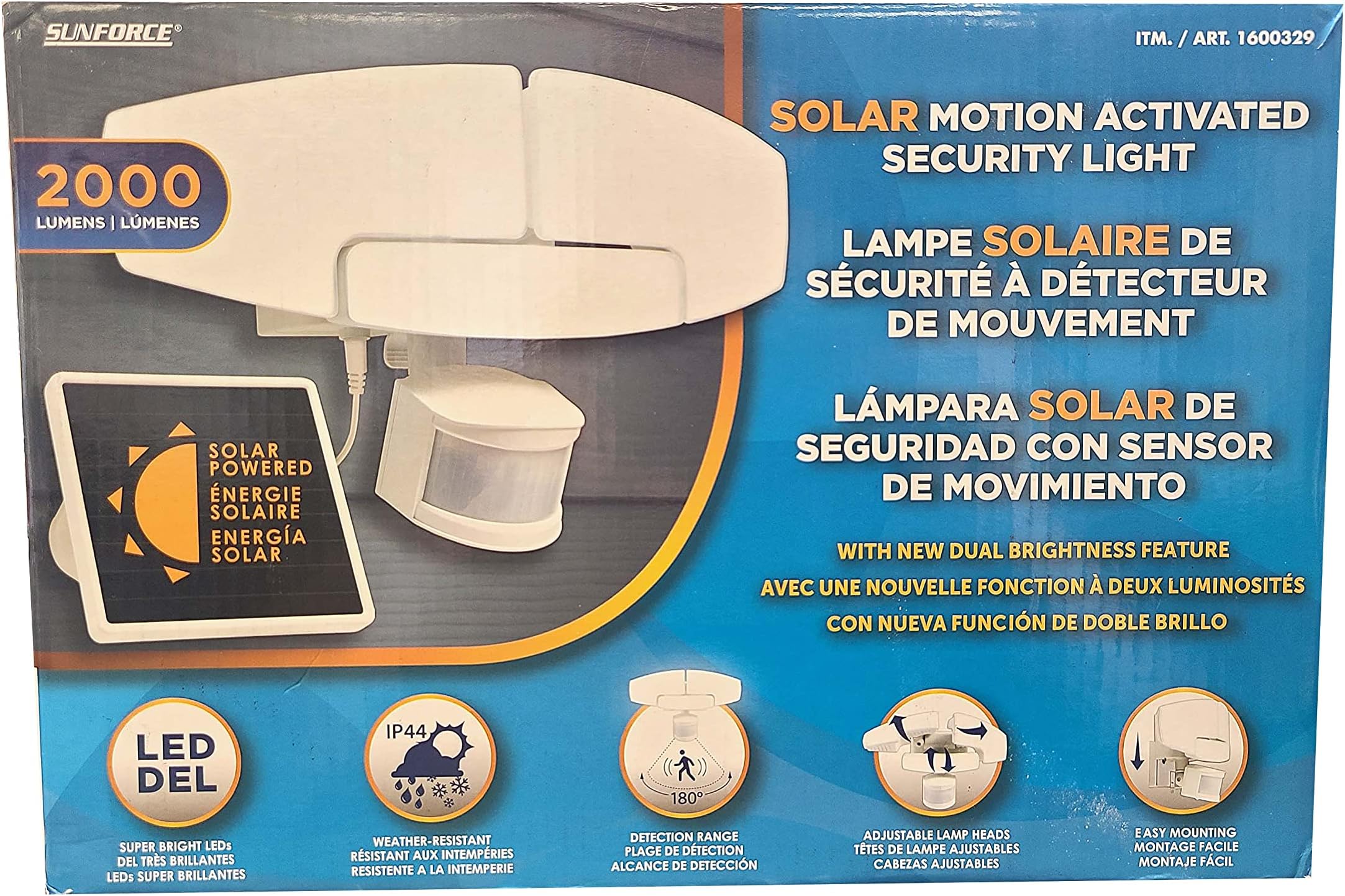 Costco Sunforce 2000 Lumen LED Motion Activated Solar Security Light ...