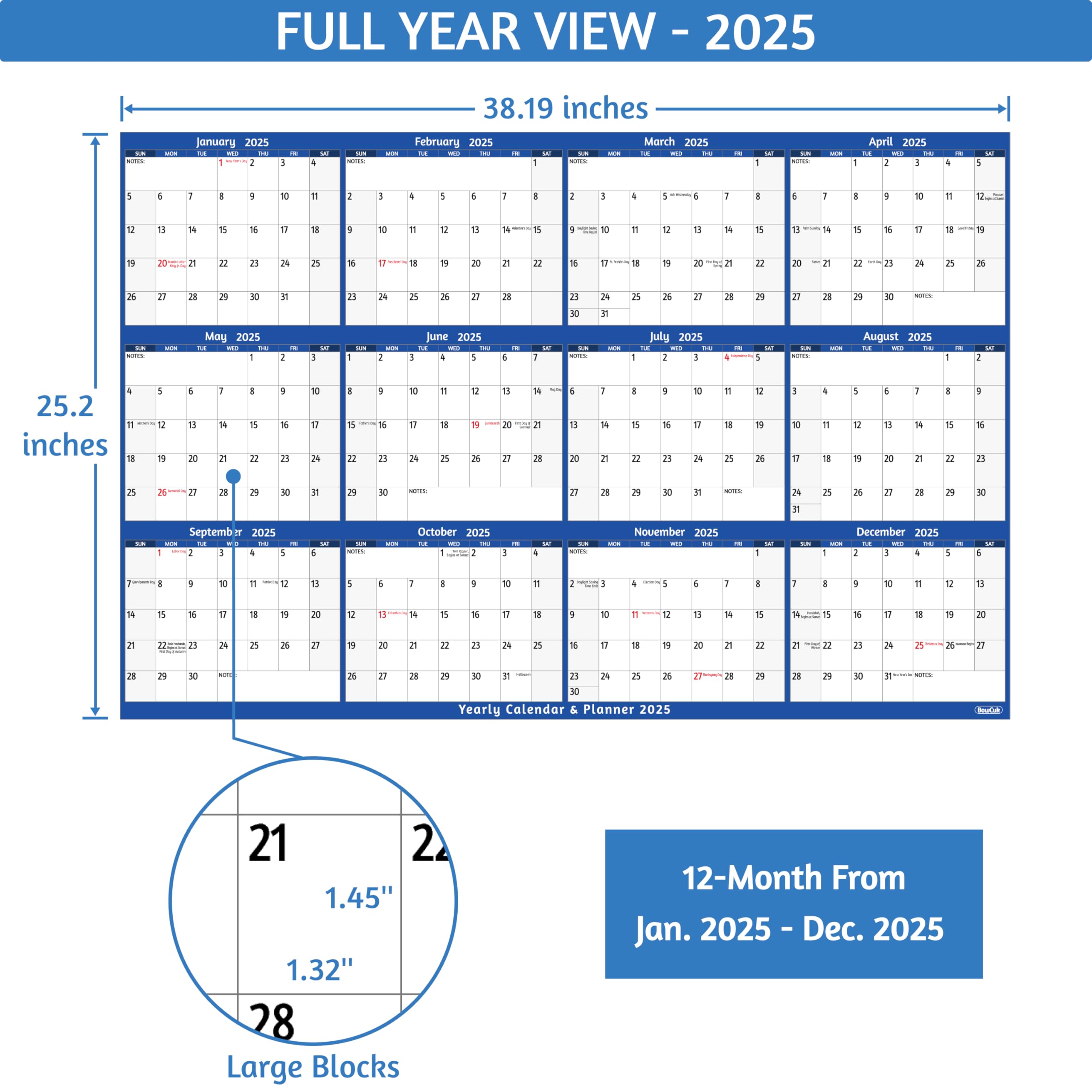 Snapklik.com : 2025 Yearly Wall Calendar - Large Yearly Calendar 2025 ...