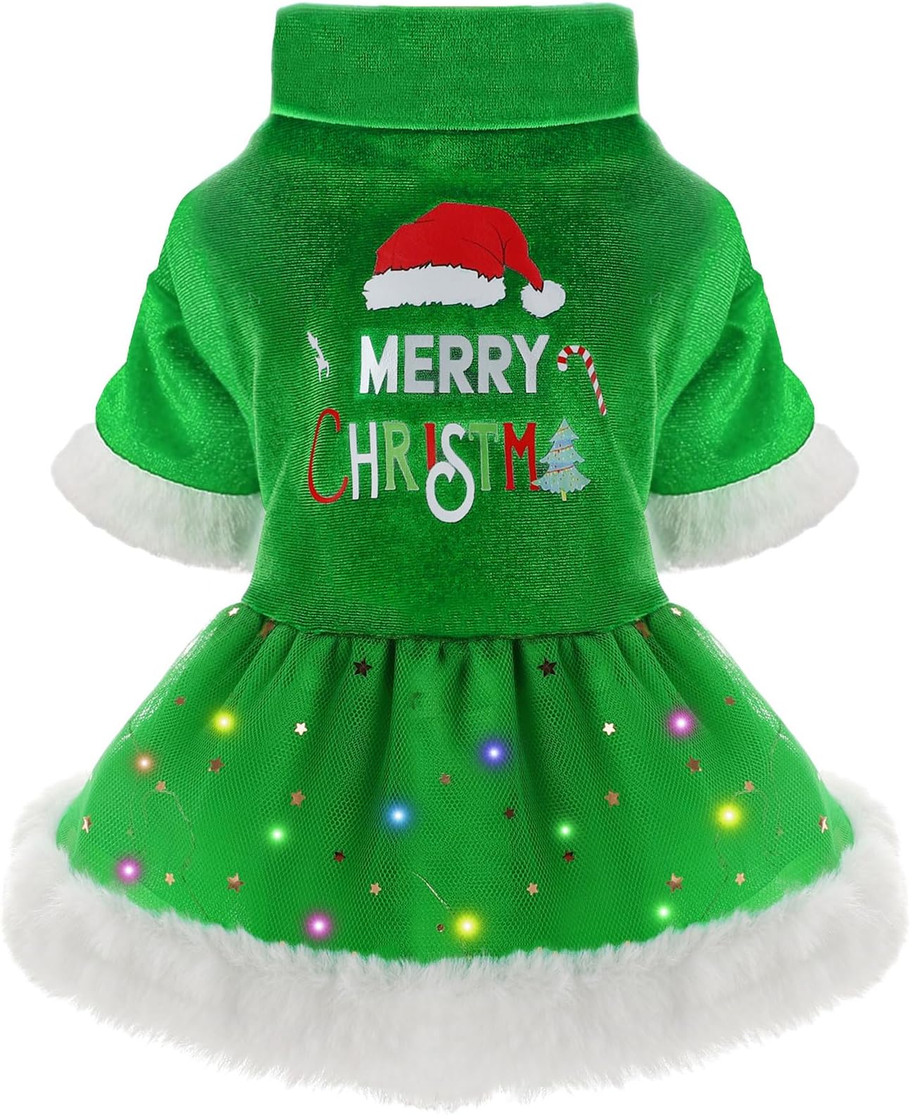 Amazon.com : Sebaoyu Dog Christmas Dress, Dog Christmas Sweater Dress ...