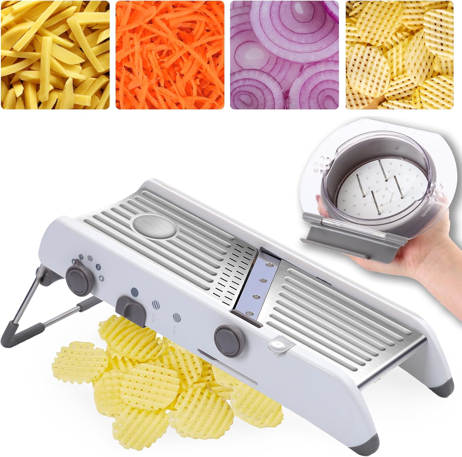 Amazon.com: Adjustable Mandoline Slicer for Kitchen,Stainless Steel ...
