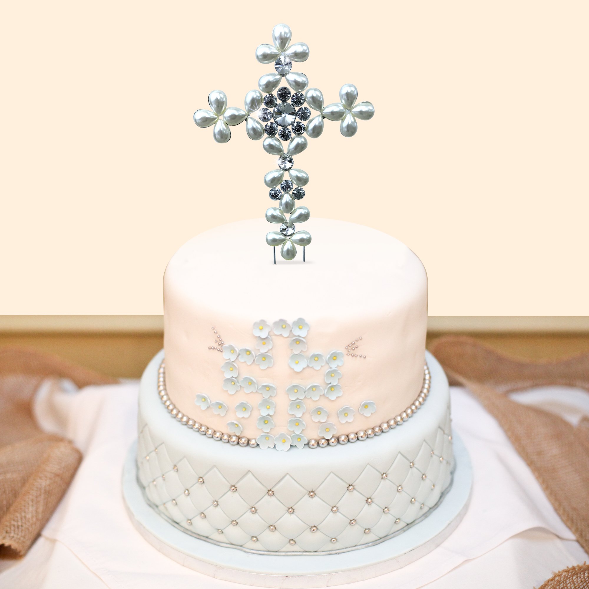 Buy JennyGems Cross Cake Topper, Baptism Boy And Girl Cake Topper ...