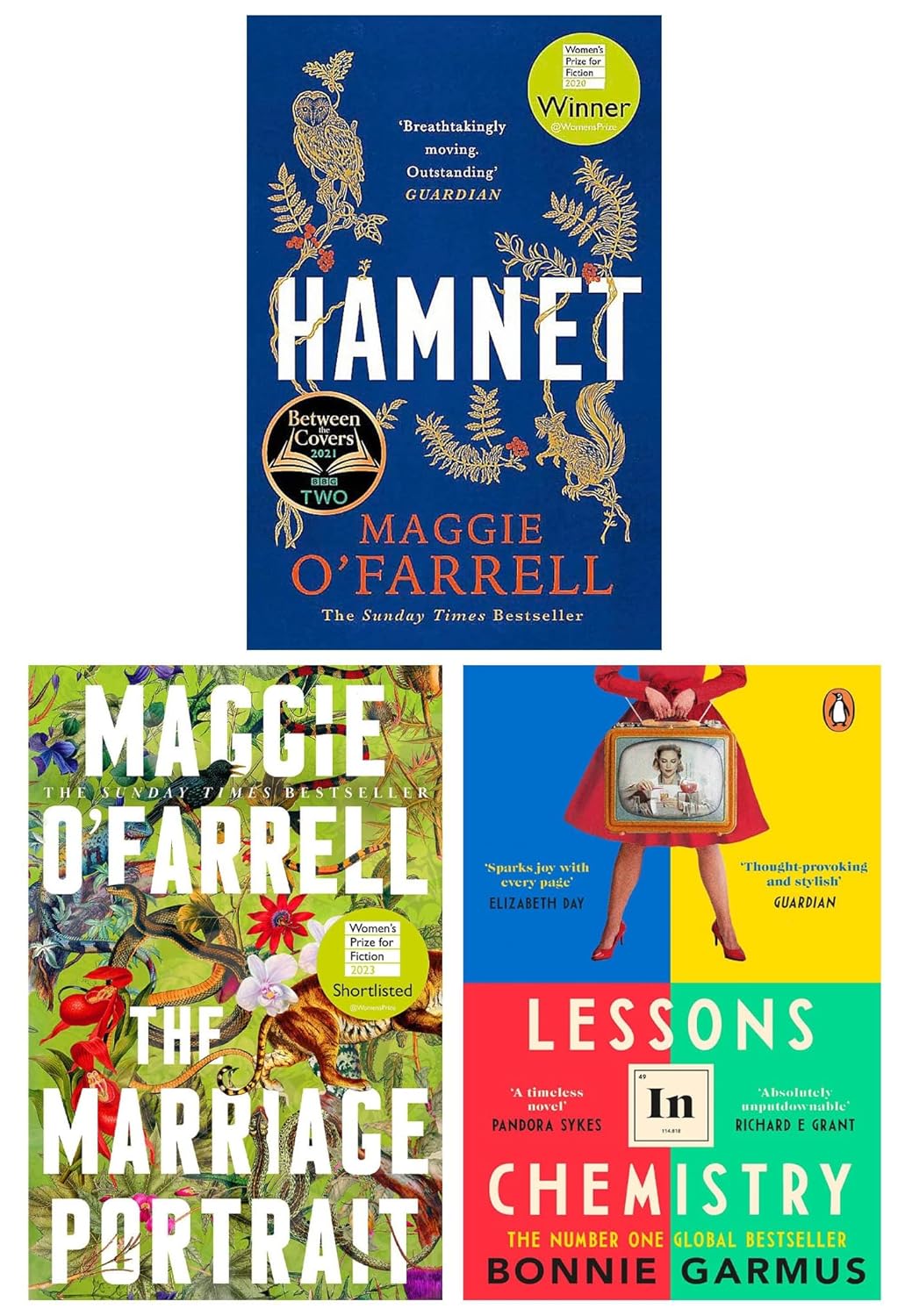 Maggie O'Farrell & Bonnie Garmus 3 Books Collection Set (Hamnet, The Marriage Portrait & Lessons ...
